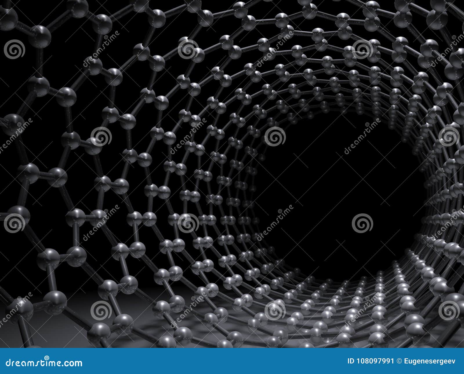 Carbon Nanotube. Hexagonal 3d Structure Stock Illustration - Illustration of atom, background ...