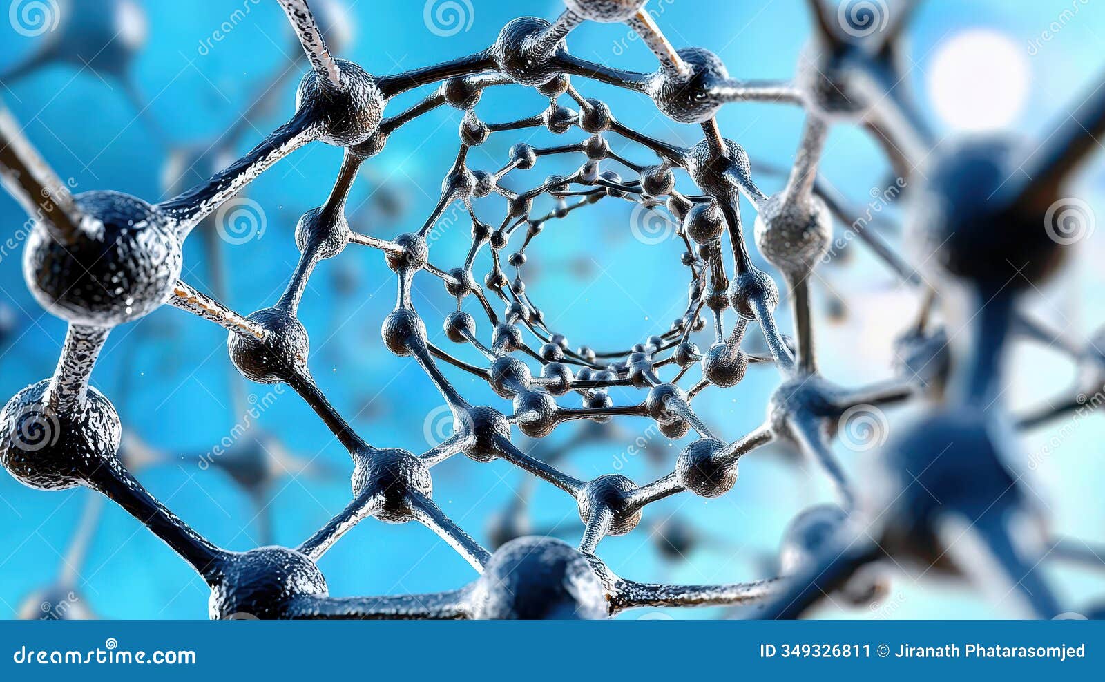 Carbon Nanotube Structure with Intricate Details and Blue Background ...