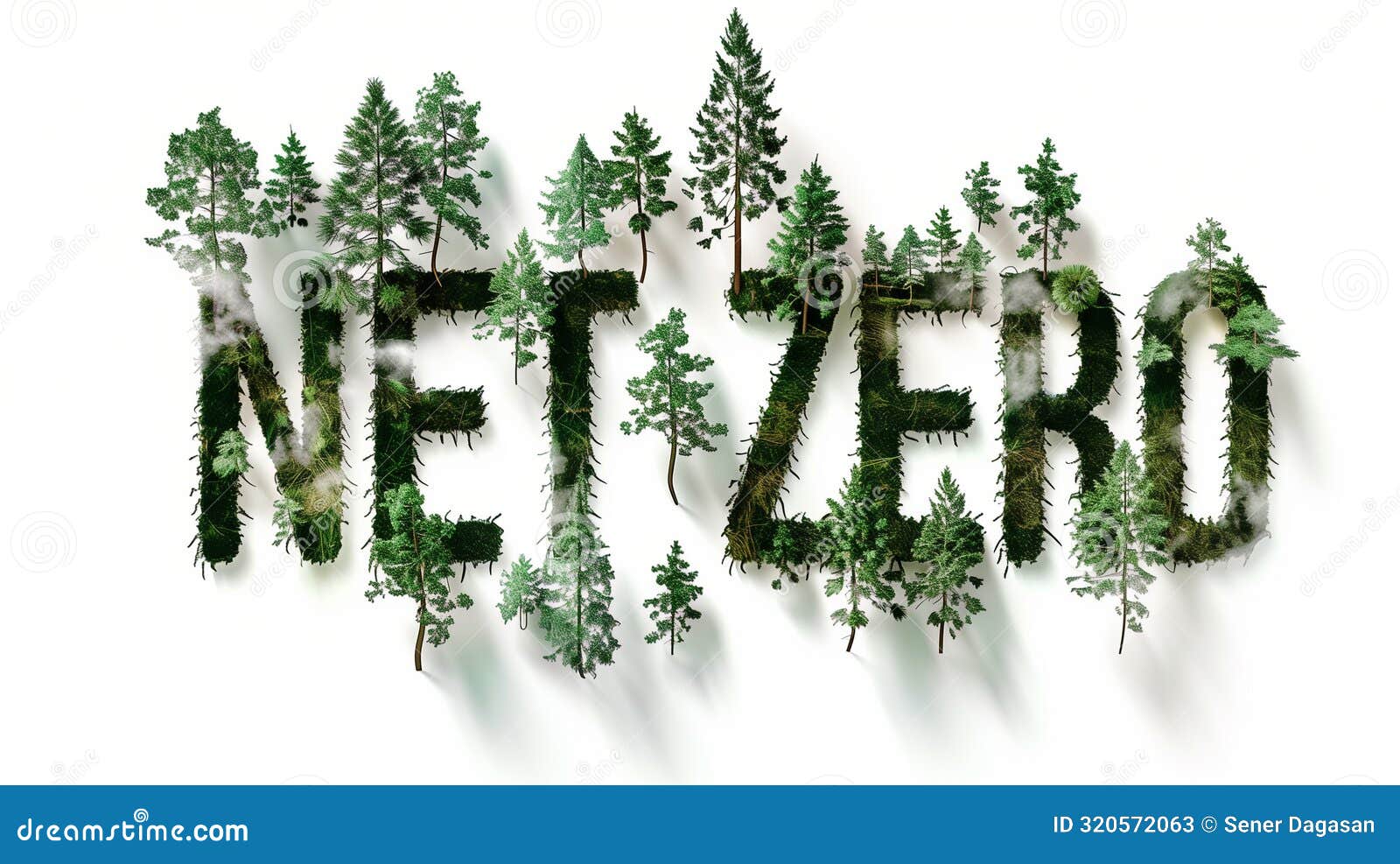Carbon Net Zero Concept Image. Net Zero Text with Forest Effect Stock ...