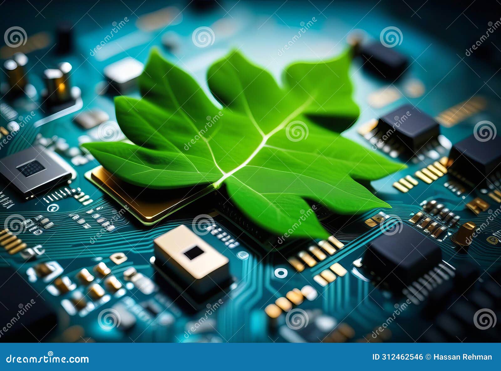 Carbon Neutral, ESG Concepts. Green Leaf Inside a Computer Circuit ...