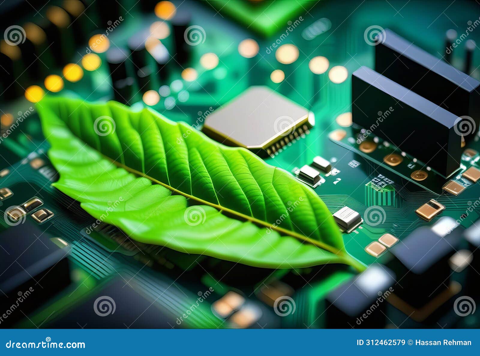 Carbon Neutral, ESG Concepts. Green Leaf Inside a Computer Circuit ...