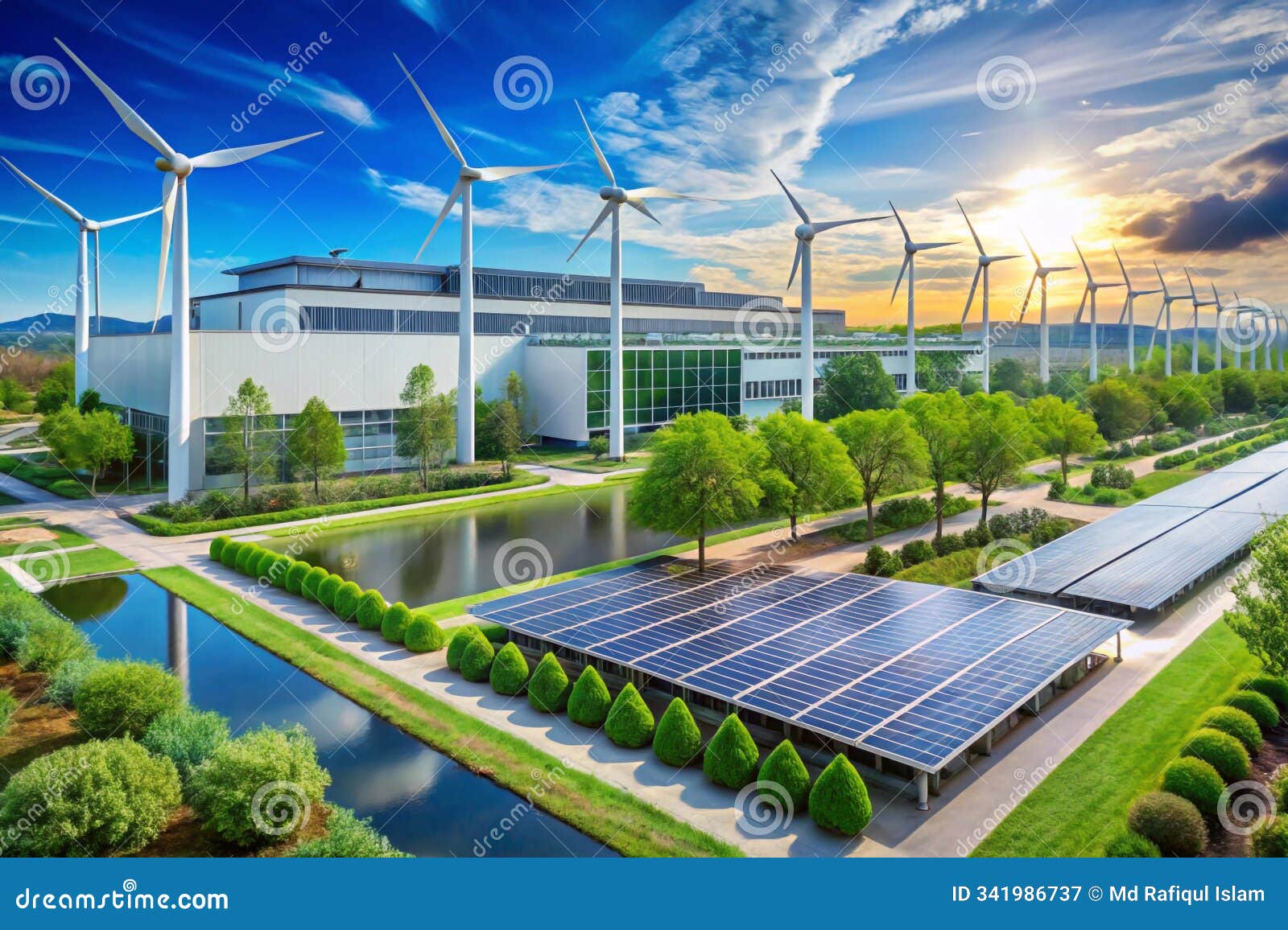 Carbon Neutral Manufacturing Hub Stock Illustration - Illustration of ...