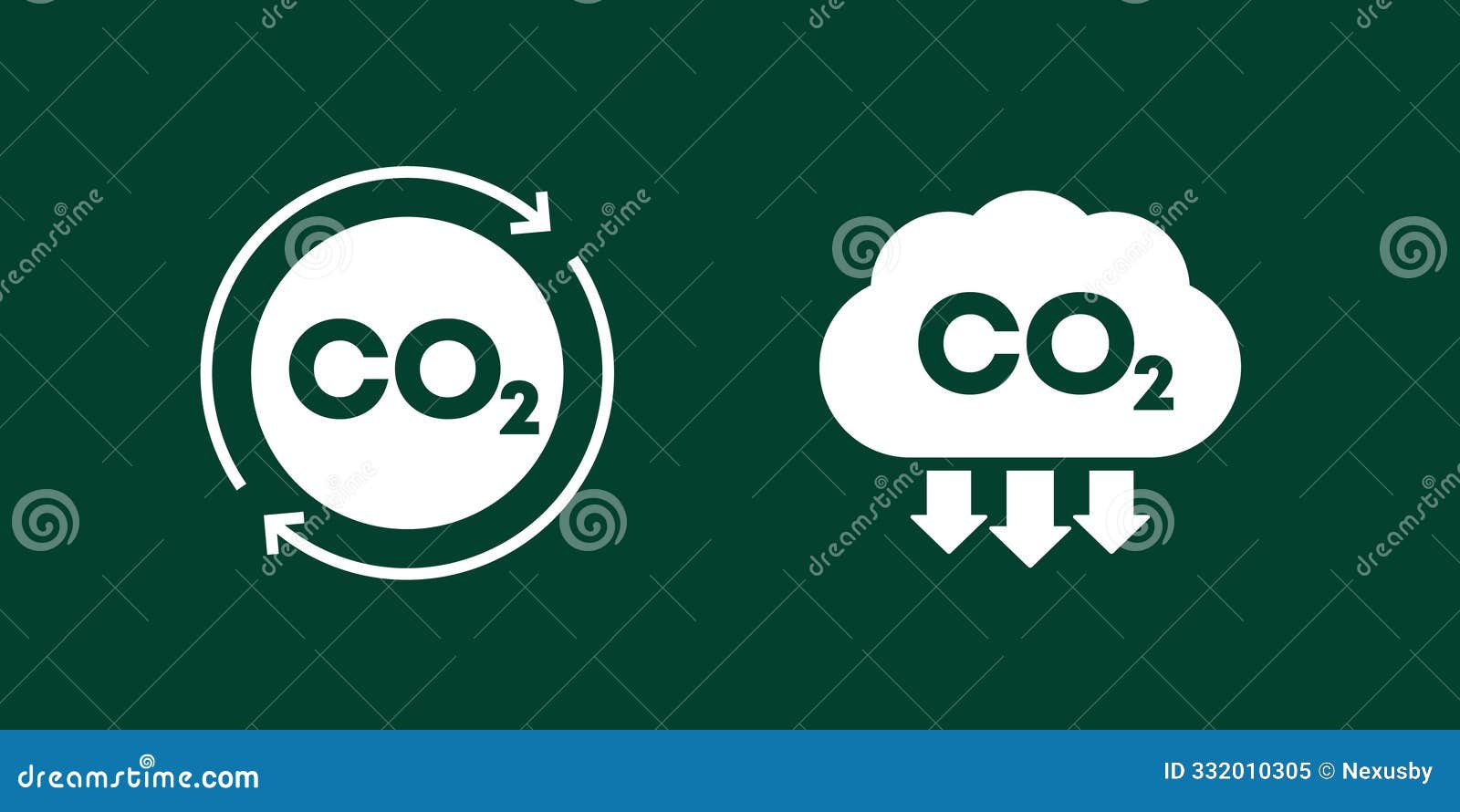 Carbon Offset and Co2 Gas Reduction Icons Stock Illustration ...