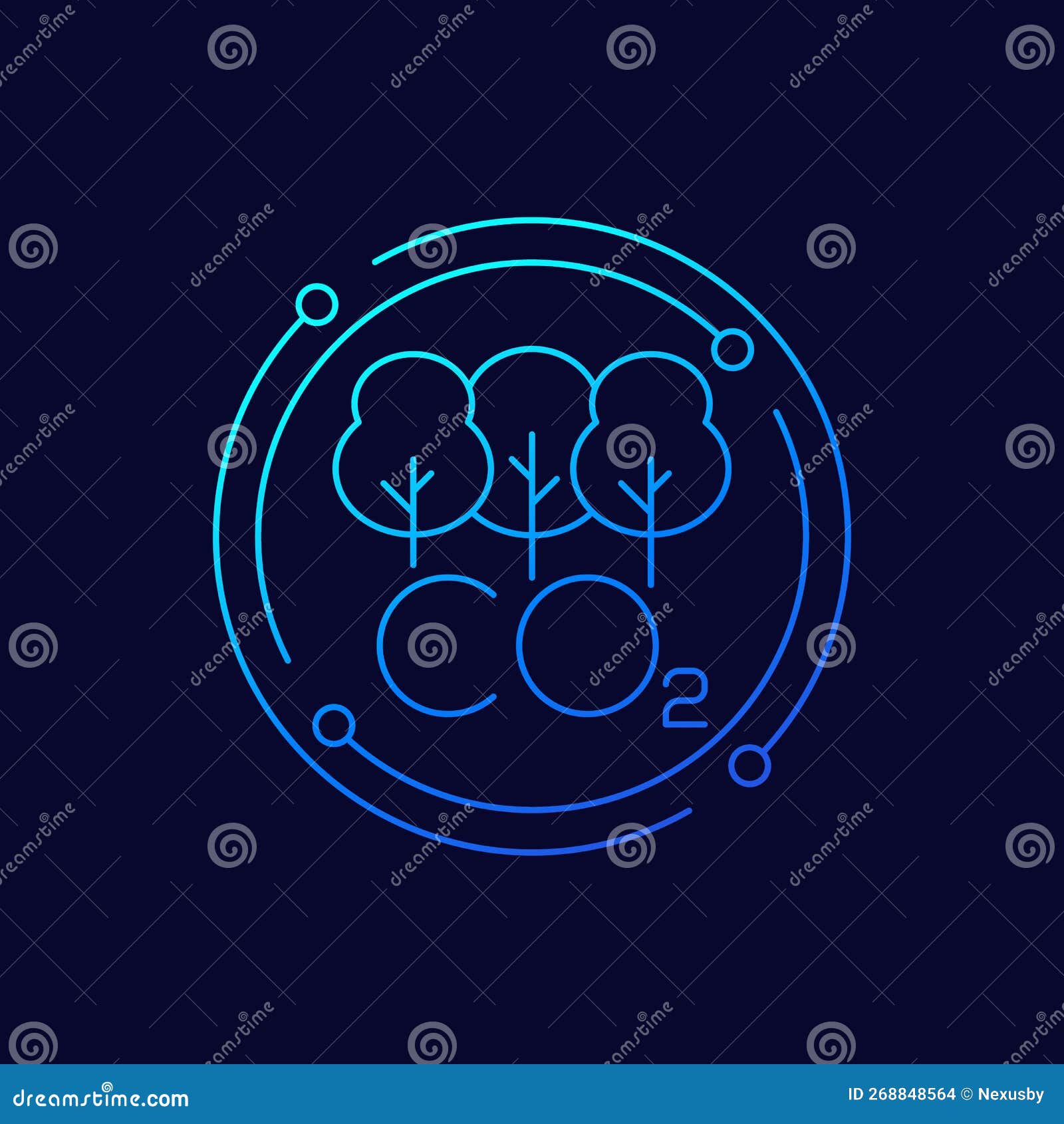 Carbon Offset and Reducing Co2 Gas Icon, Linear Stock Vector ...