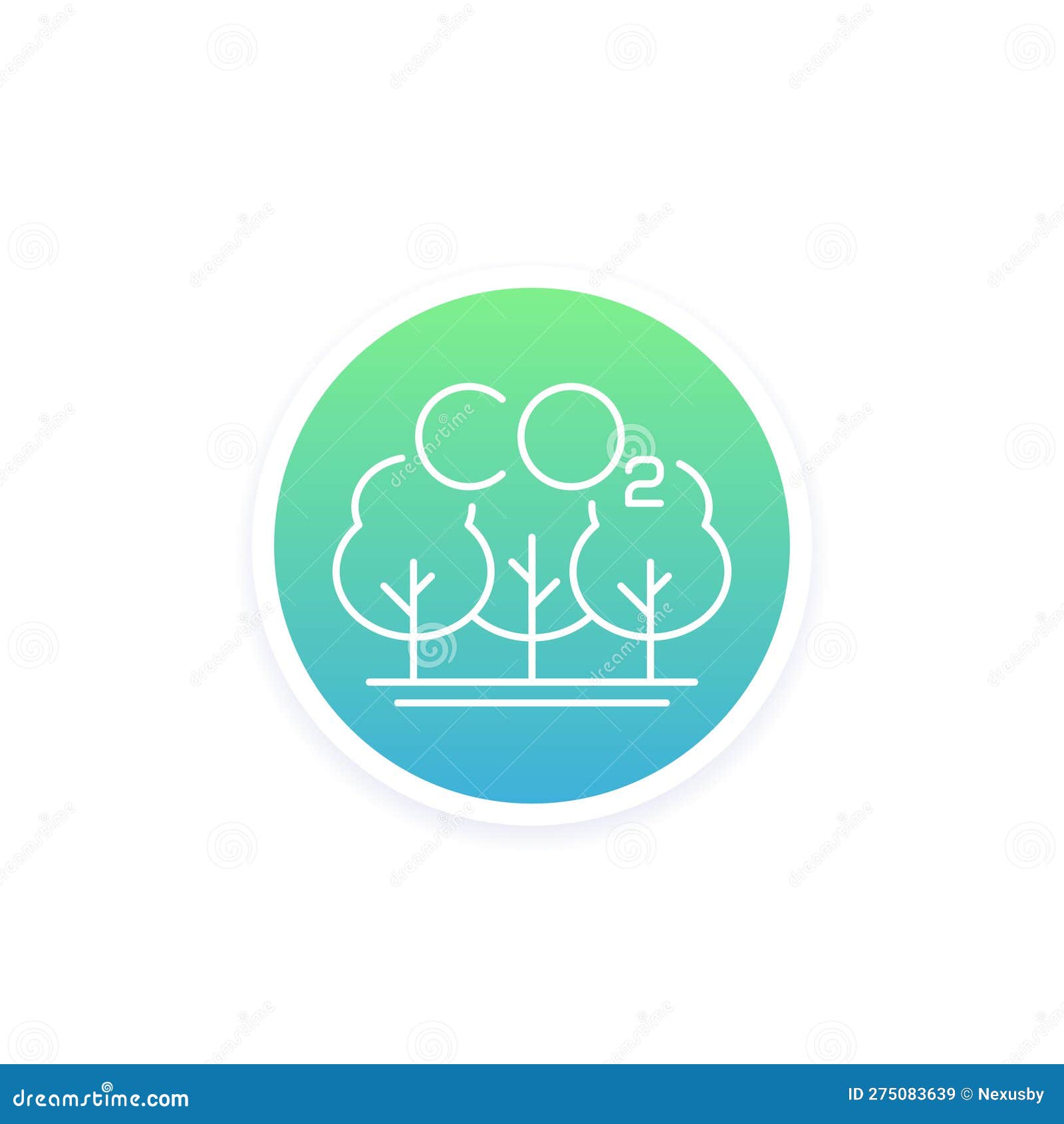 Carbon Offset and Reducing Co2 Gas Icon, Linear Stock Vector ...