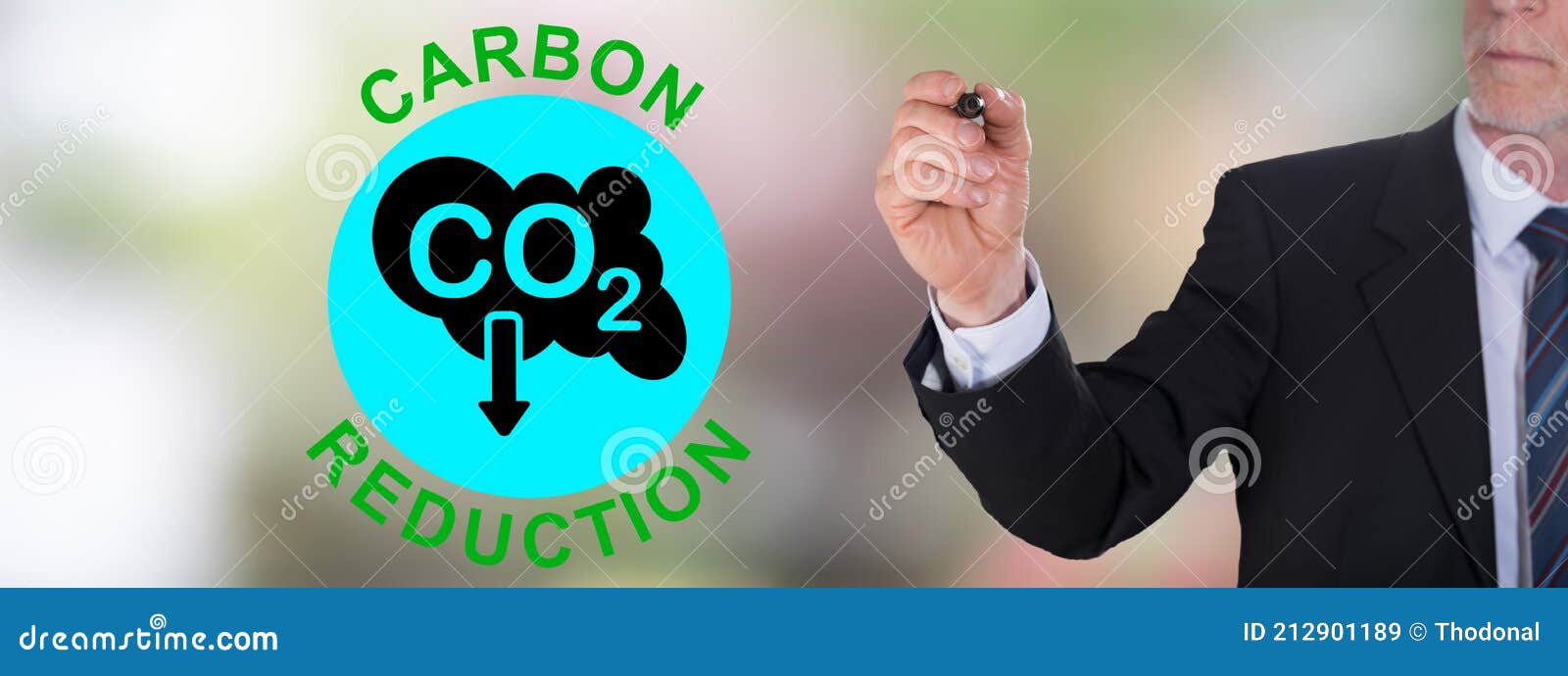 Carbon Reduction Concept Drawn by a Businessman Stock Image - Image of ...