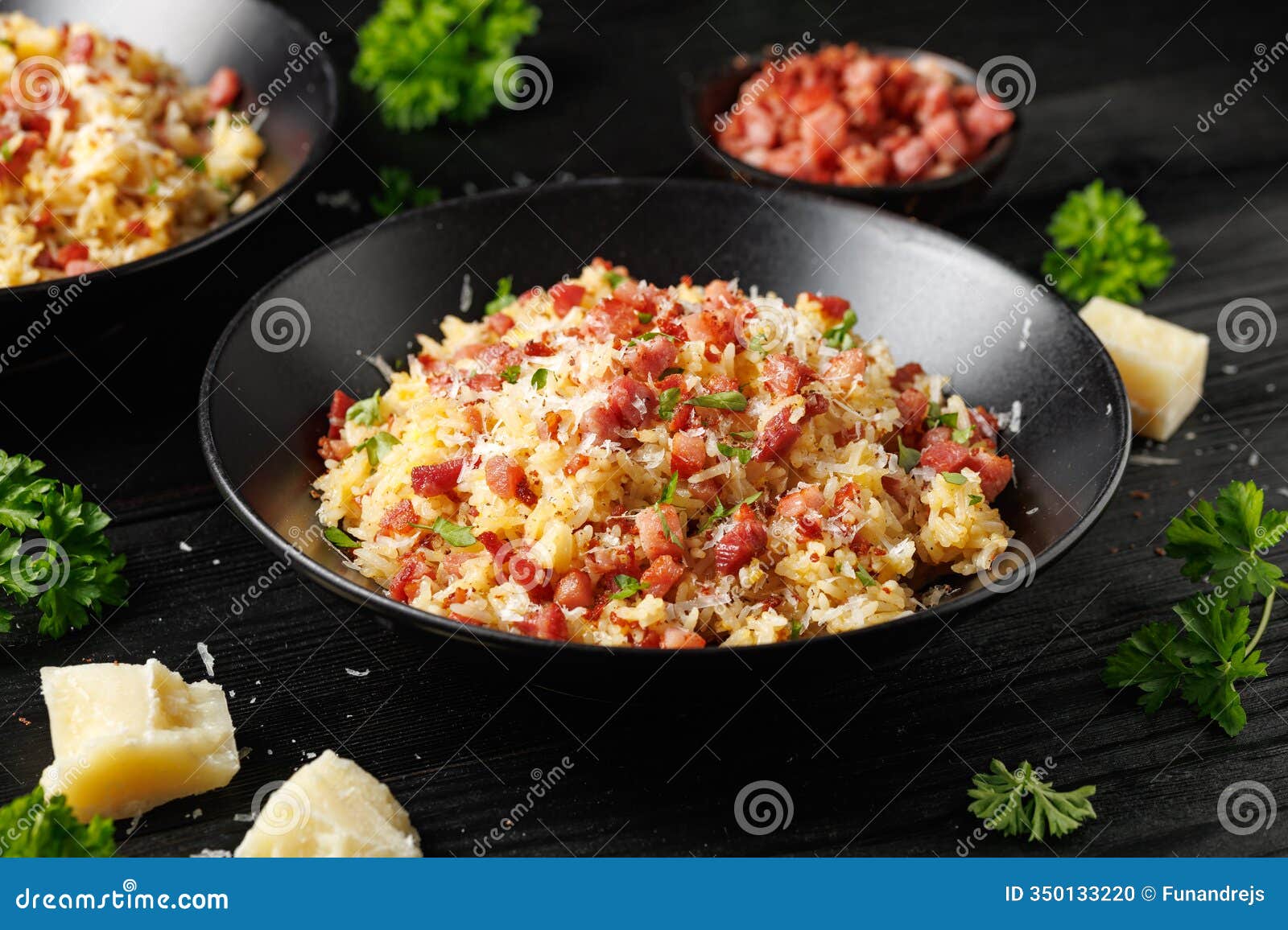 Carbonara Fried Rice with Pancetta, Pecorino Romano Cheese, Eggs in a ...