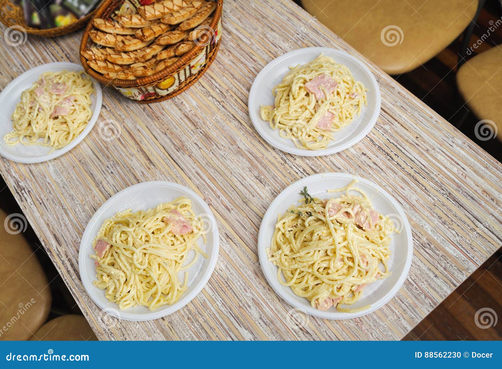 Carbonara paste in a plate stock photo. Image of meal - 88562230