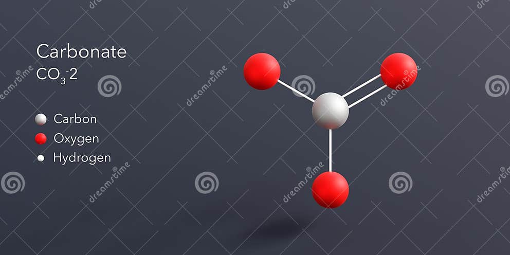 Carbonate Molecule 3d Rendering, Flat Molecular Structure with Chemical ...