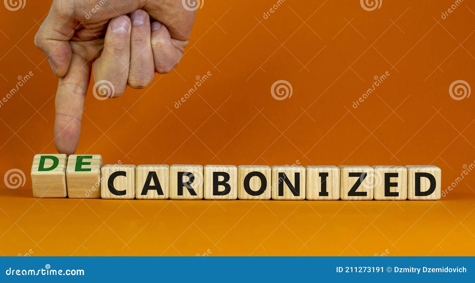 Carbonized or Decarbonized Symbol. Businessman Turns Wooden Cubes and ...