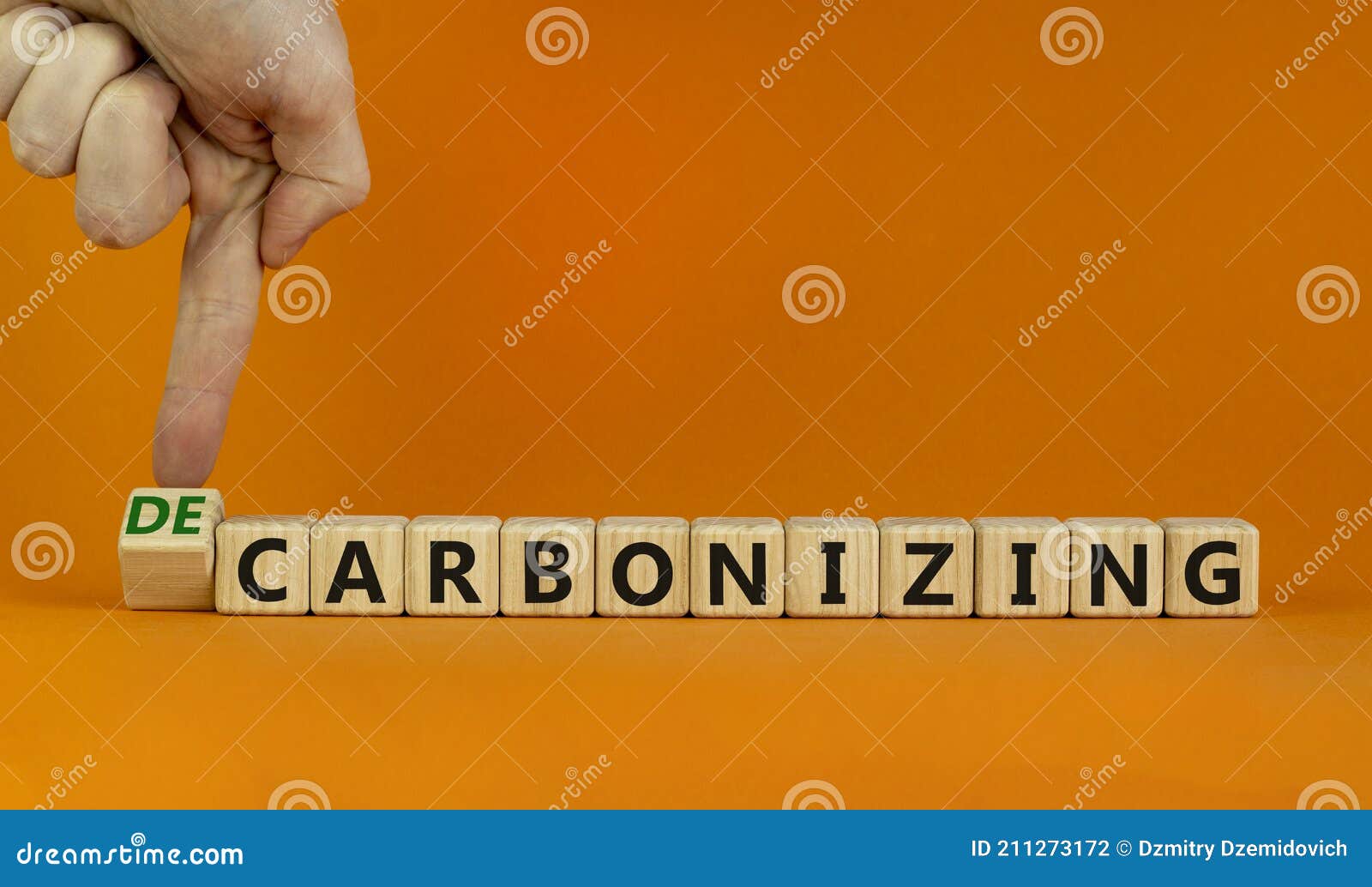 Carbonizing or Decarbonizing Symbol. Businessman Turns Wooden Cube and ...