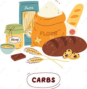 Carbs Food Group stock vector. Illustration of bread - 302337392