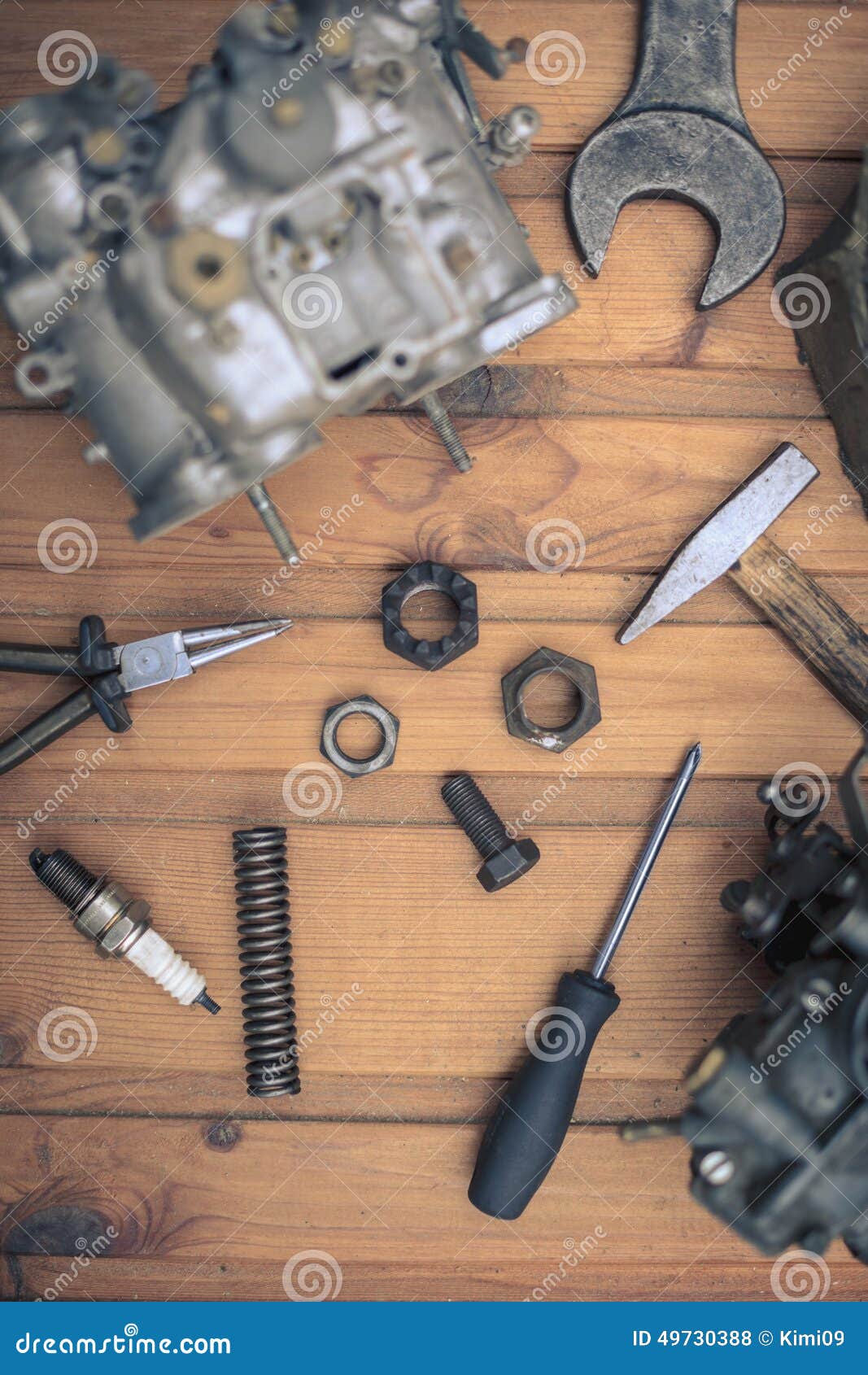 Carburetors for a Car Engine with Tools Stock Photo - Image of closeup ...