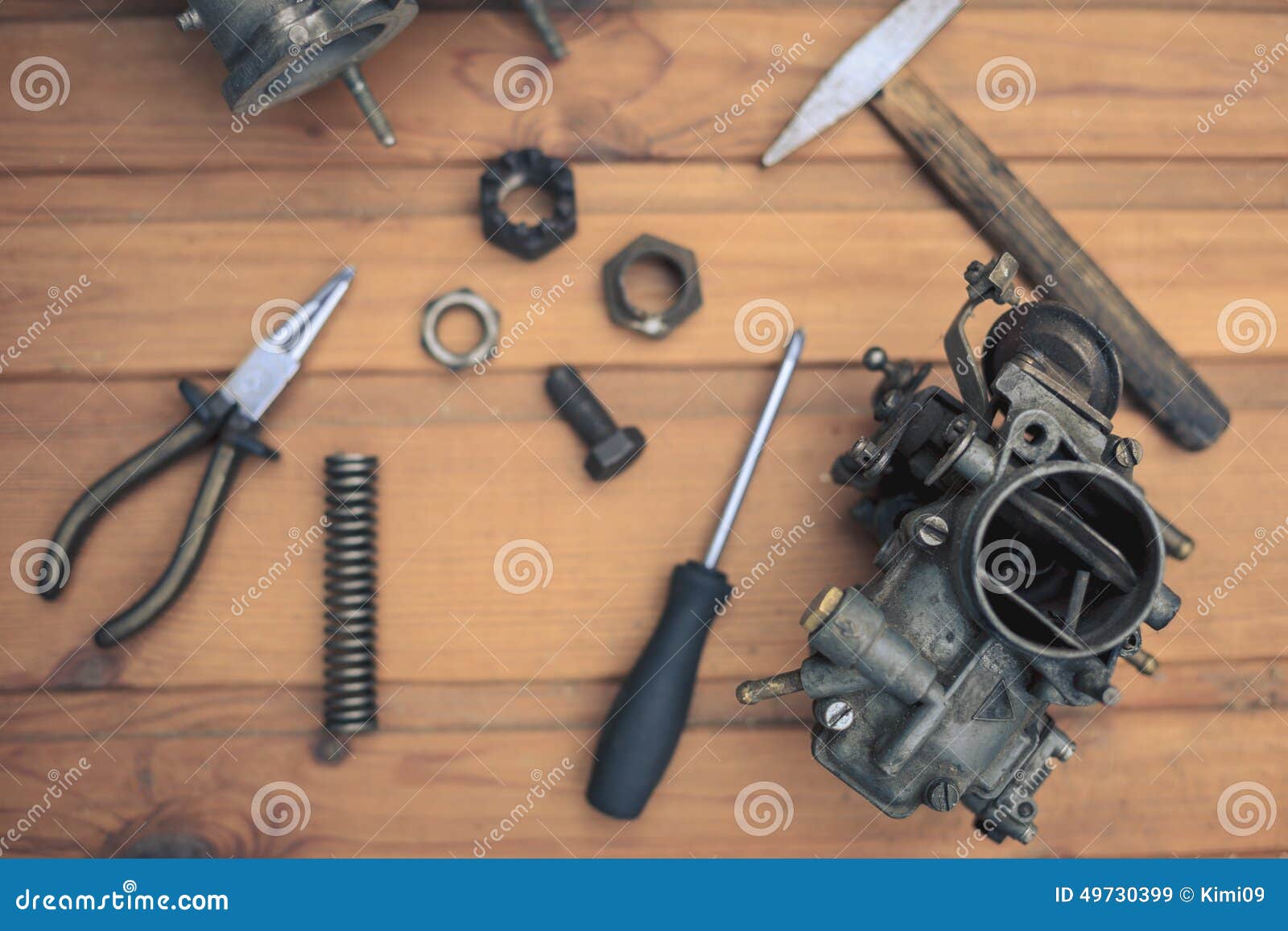 Carburetors for a Car Engine with Tools Stock Image - Image of bolt ...