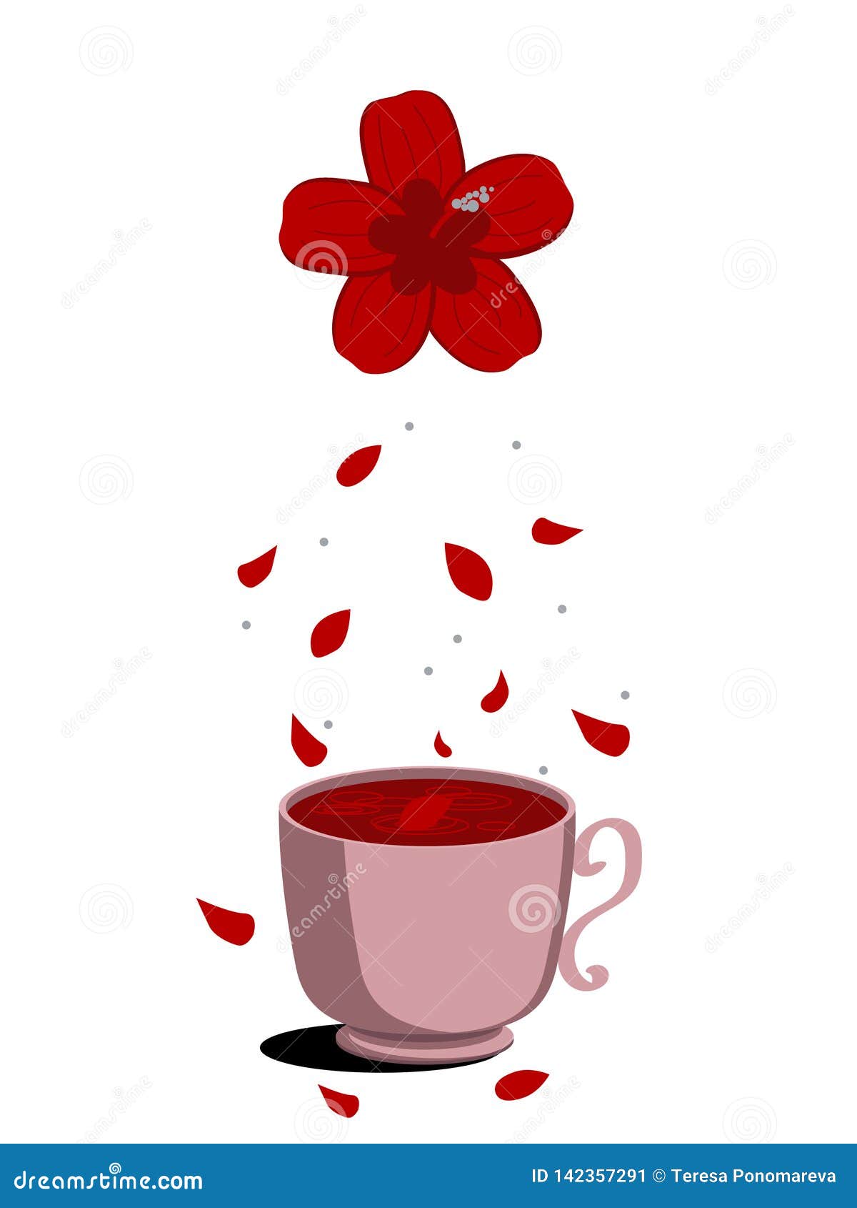 Carcade Tea and Hibiscus Flower Stock Illustration - Illustration of ...