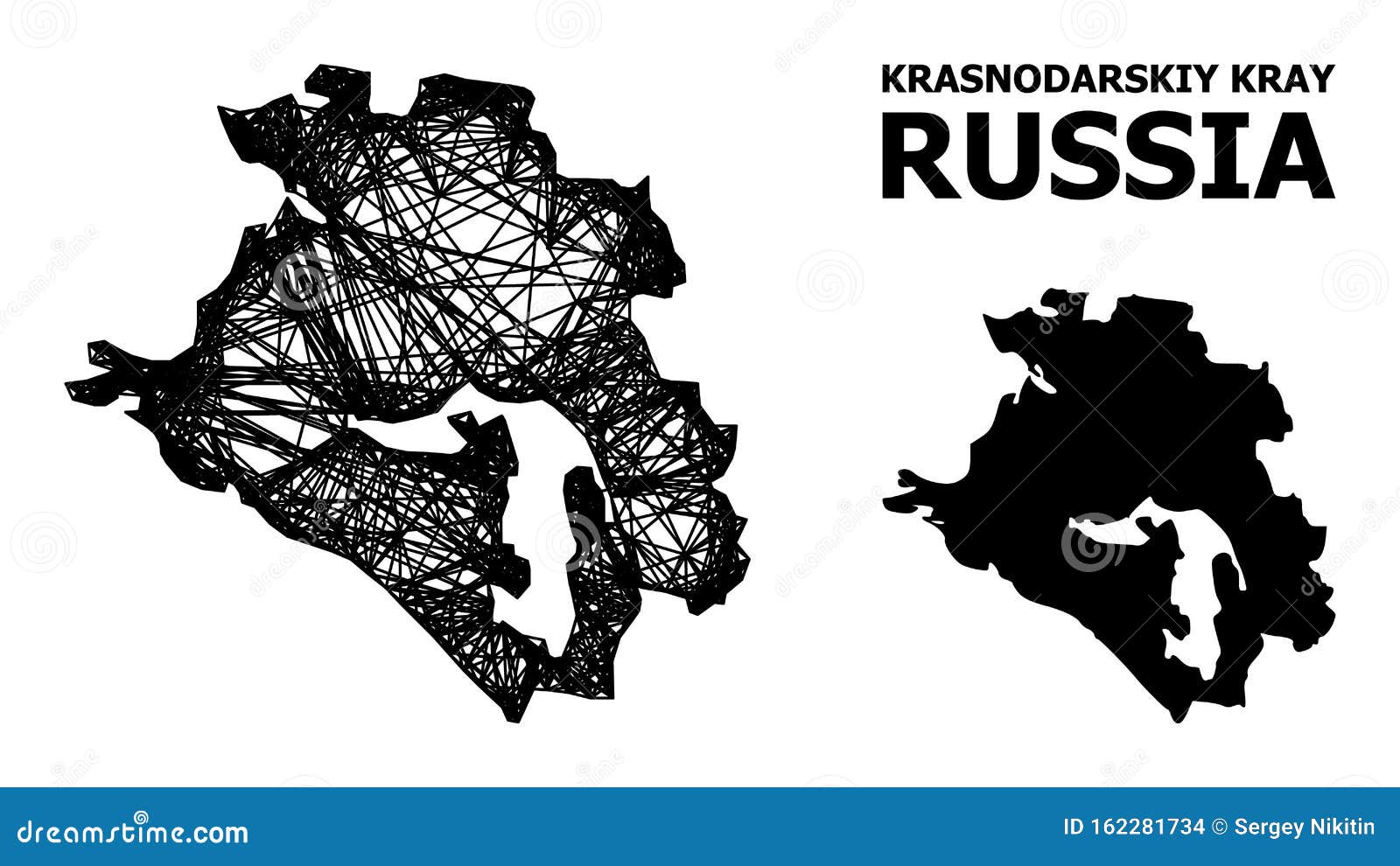 Carcass Map of Krasnodarskiy Kray Stock Illustration - Illustration of ...