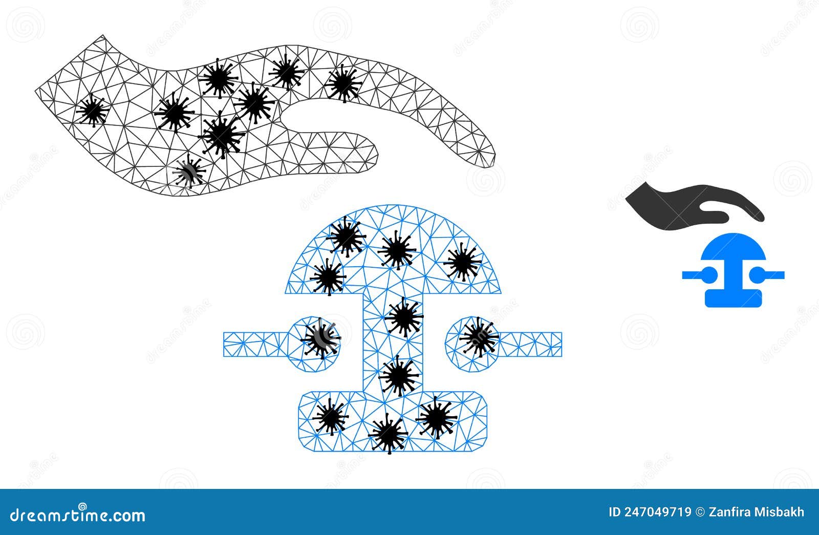 Carcass Mesh Press Bell Pictograms with Virus Items Stock Vector ...