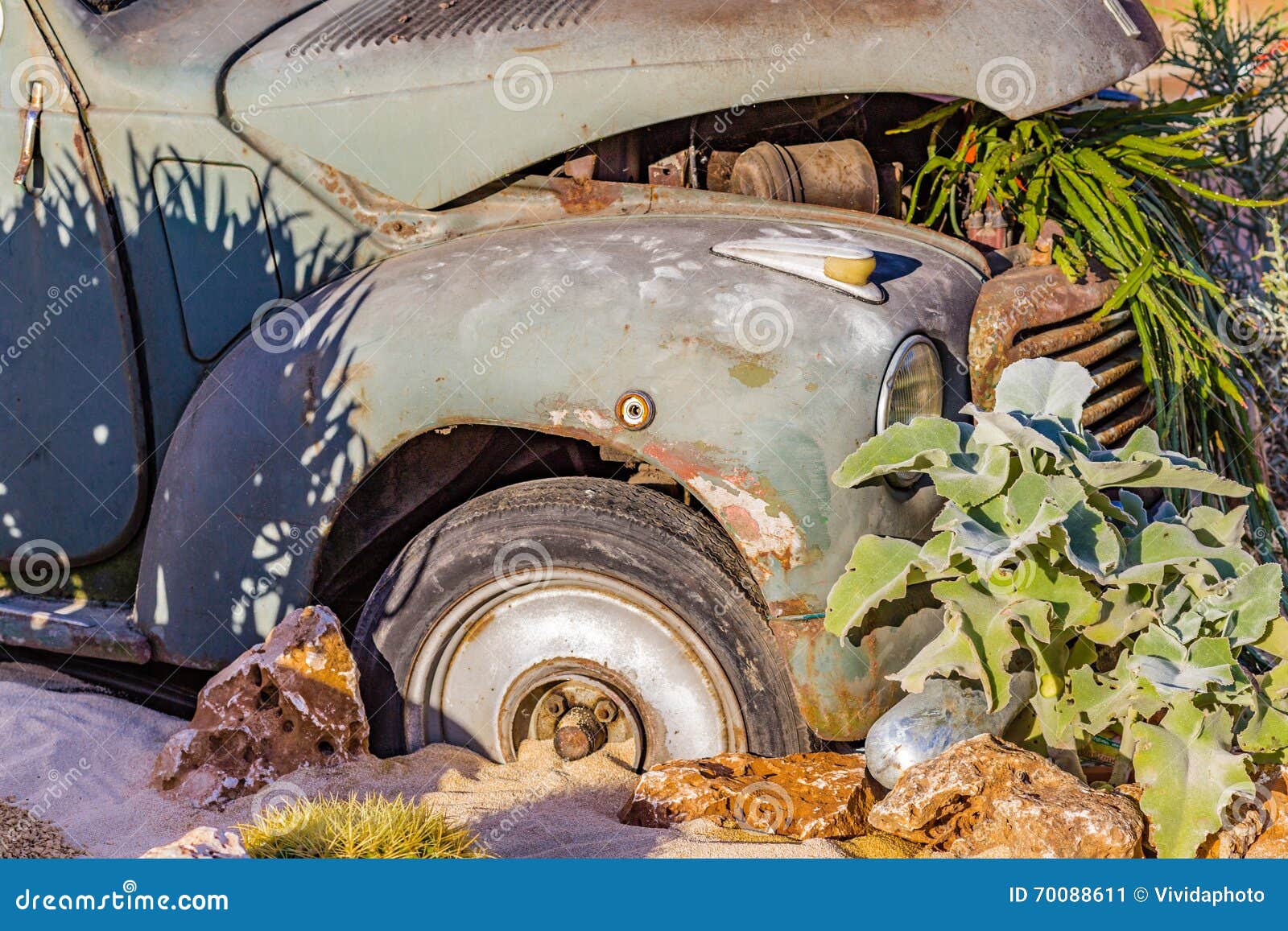 Carcass of an Old Rusty Car in the Desert Stock Image - Image of ...