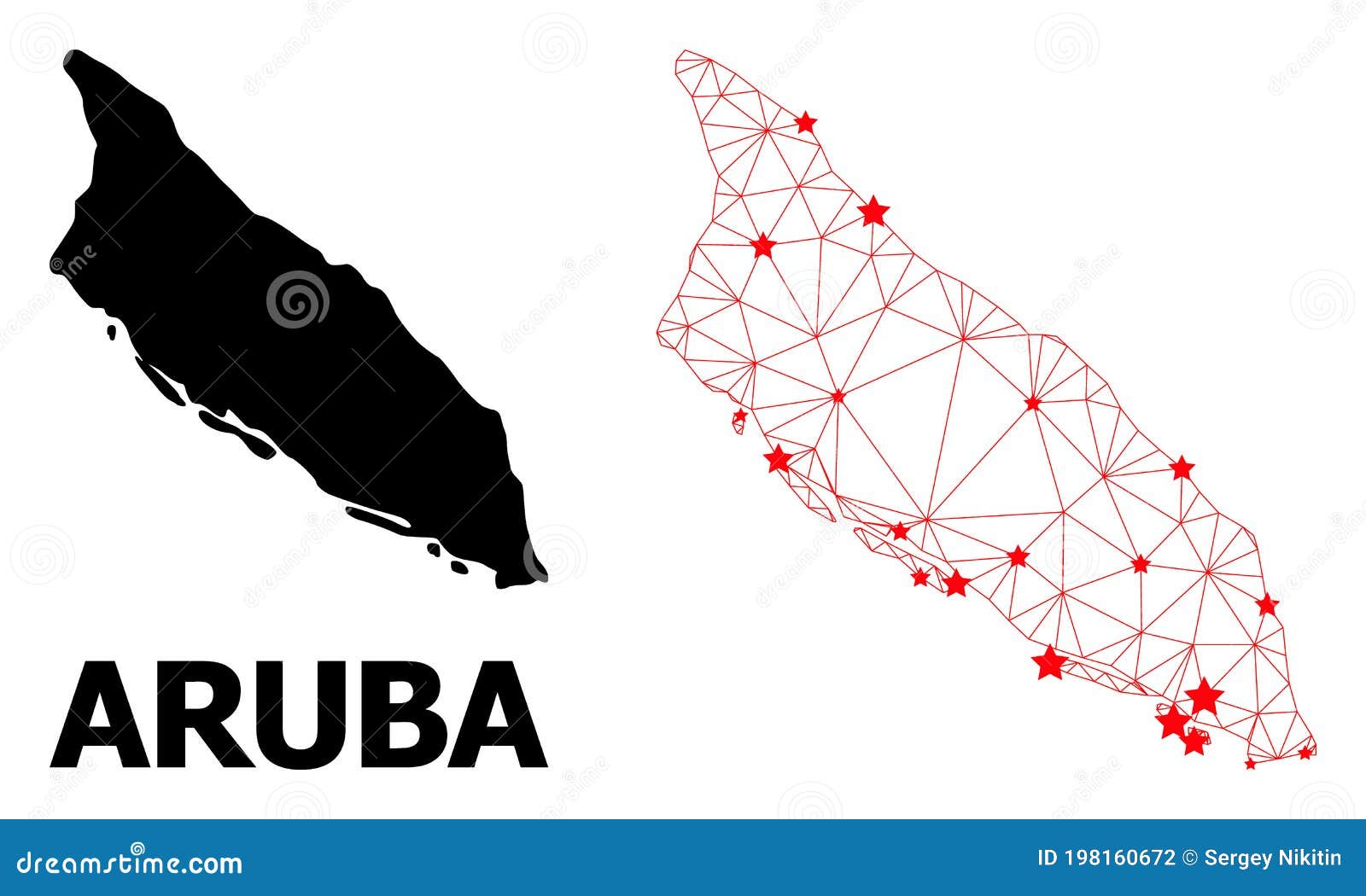Carcass Polygonal Map Of Lesbos Island With Red Stars Cartoon Vector ...