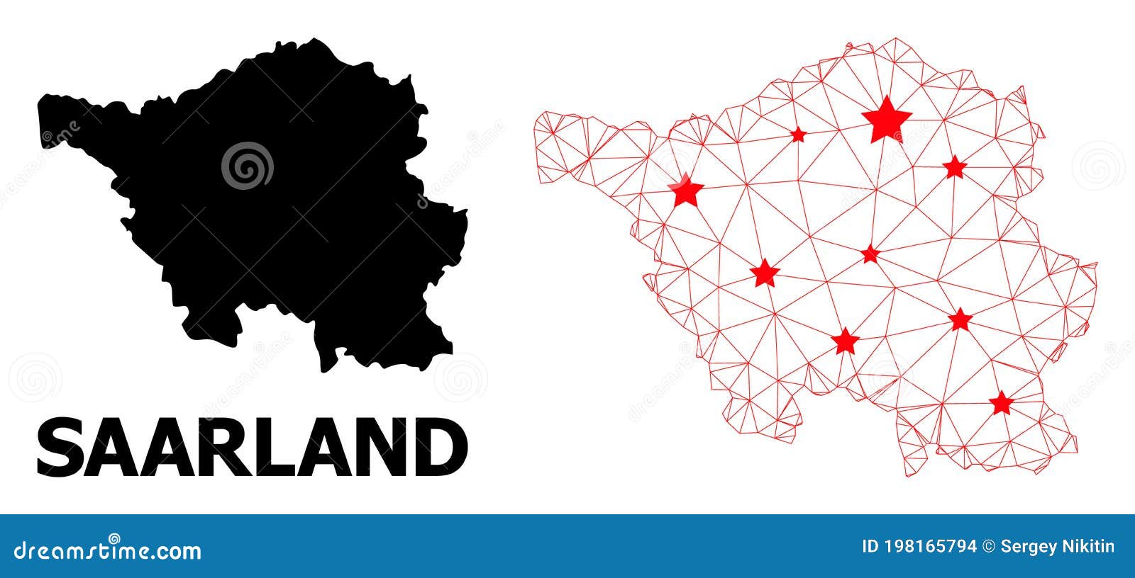 Saarland State Map, Germany, Vector Map Silhouette. Stock Illustration ...