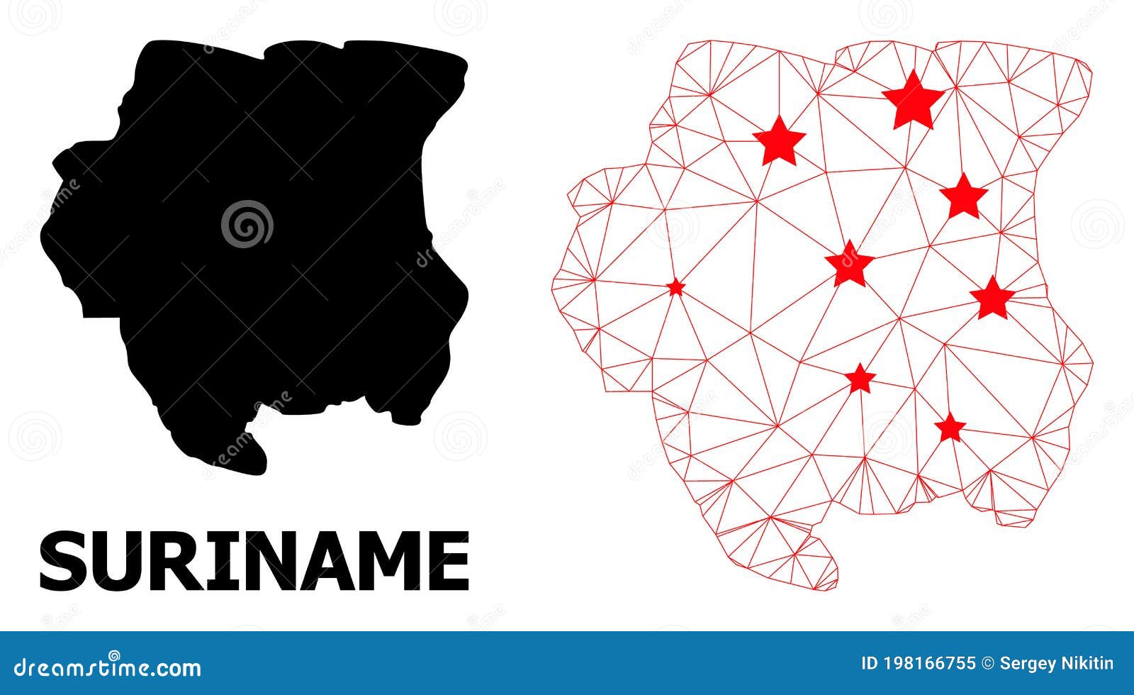 Suriname Map Triangle Mesh And Scratched Bicolor Watermark Vector ...