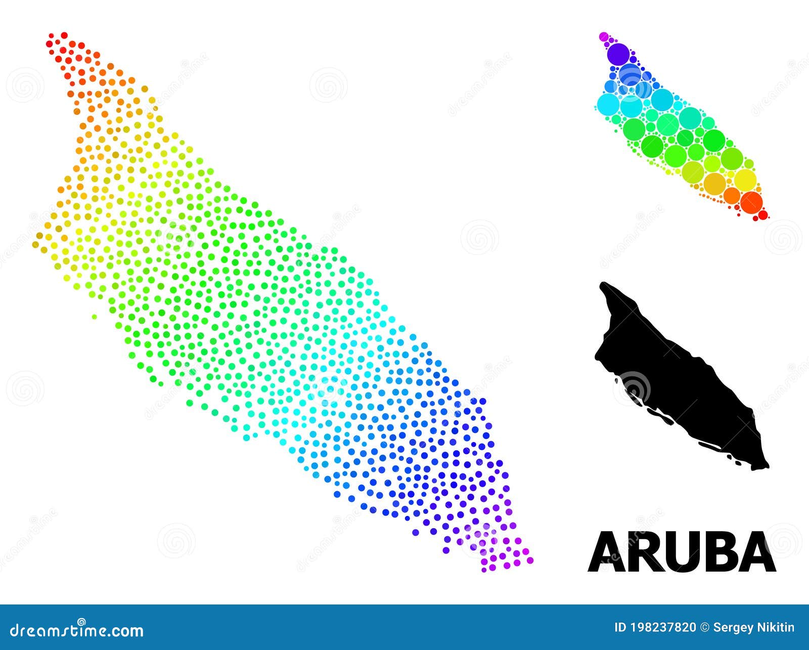 2D Polygonal Map of Aruba Island with Red Stars Stock Vector ...