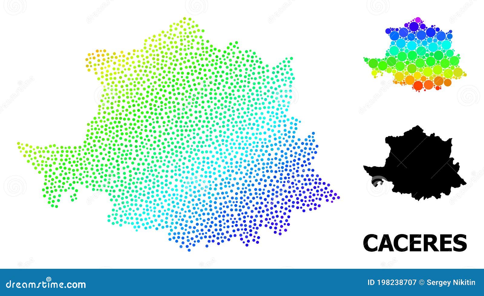 Mesh Polygonal Map of Caceres Province with Red Stars Stock Vector ...