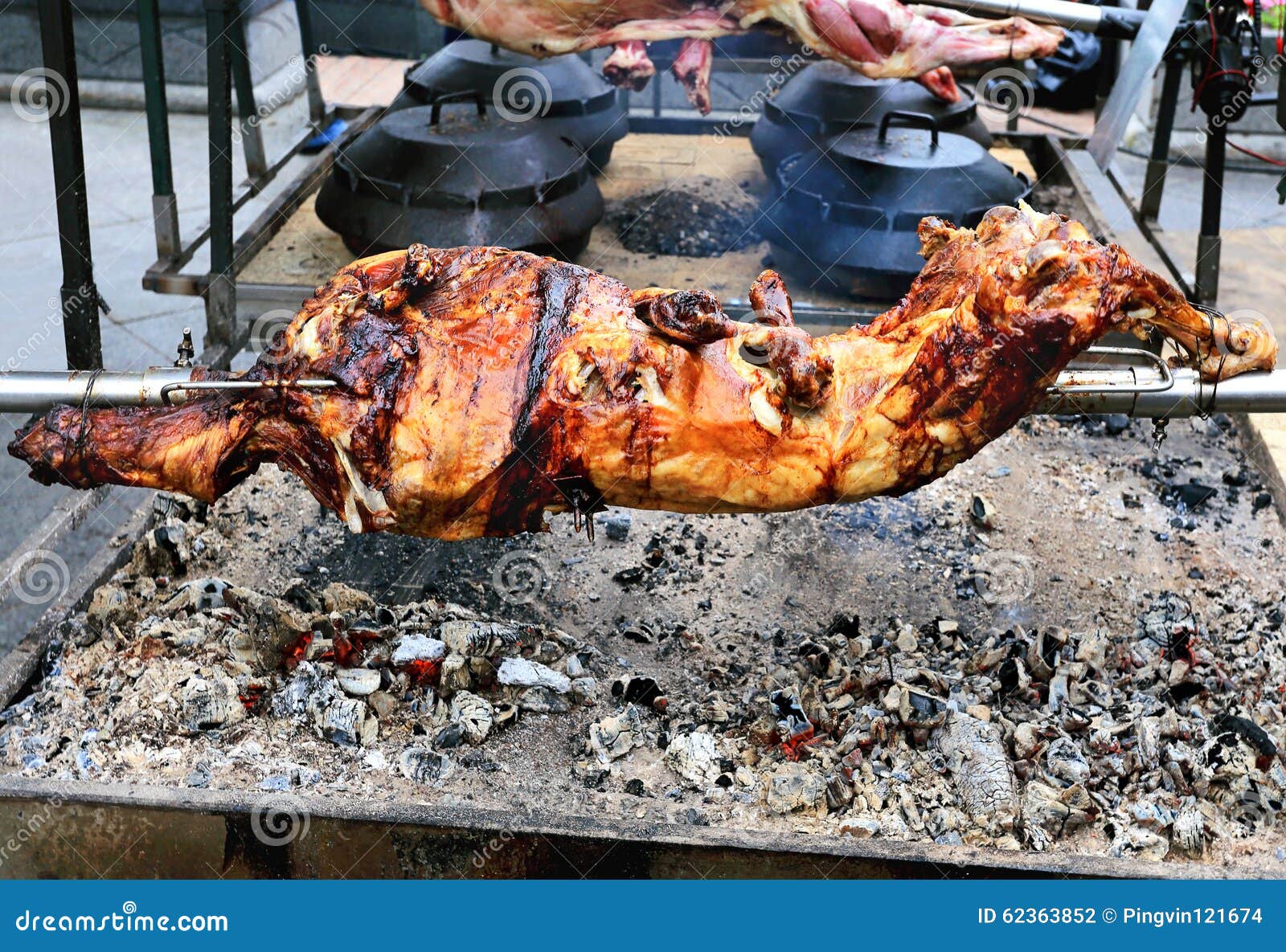 Carcass on a spit stock photo. Image of beef, month, meat - 62363852