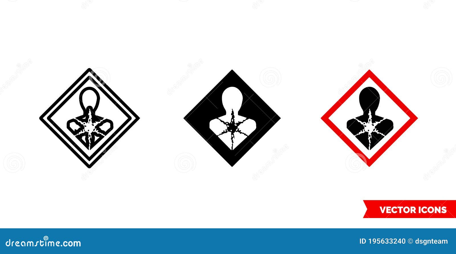 Carcinogen Icon of 3 Types Color, Black and White, Outline. Isolated ... Carcinogen Icon of 3 Types Color, Black and White, Outline. Isolated ...