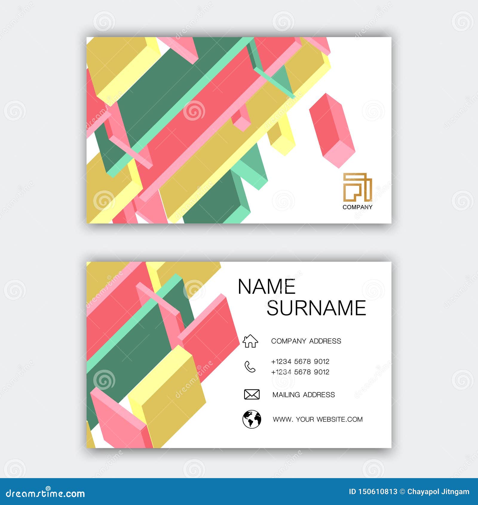 3d Colorful Business Card Design. with Inspiration from the Abstract ...