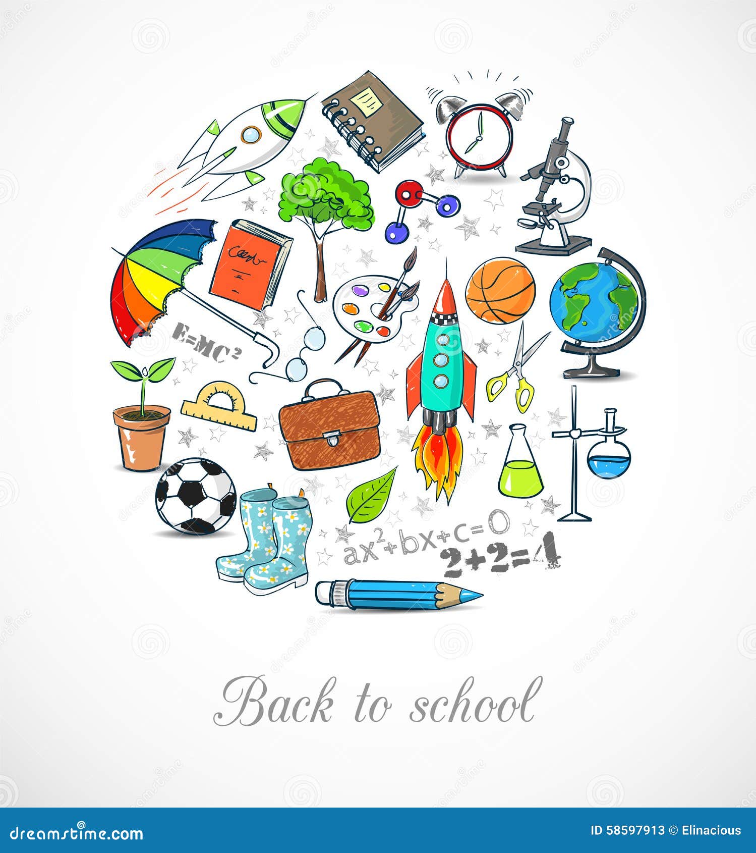 Card with Back To School Color Doodles Stock Vector - Illustration of ...