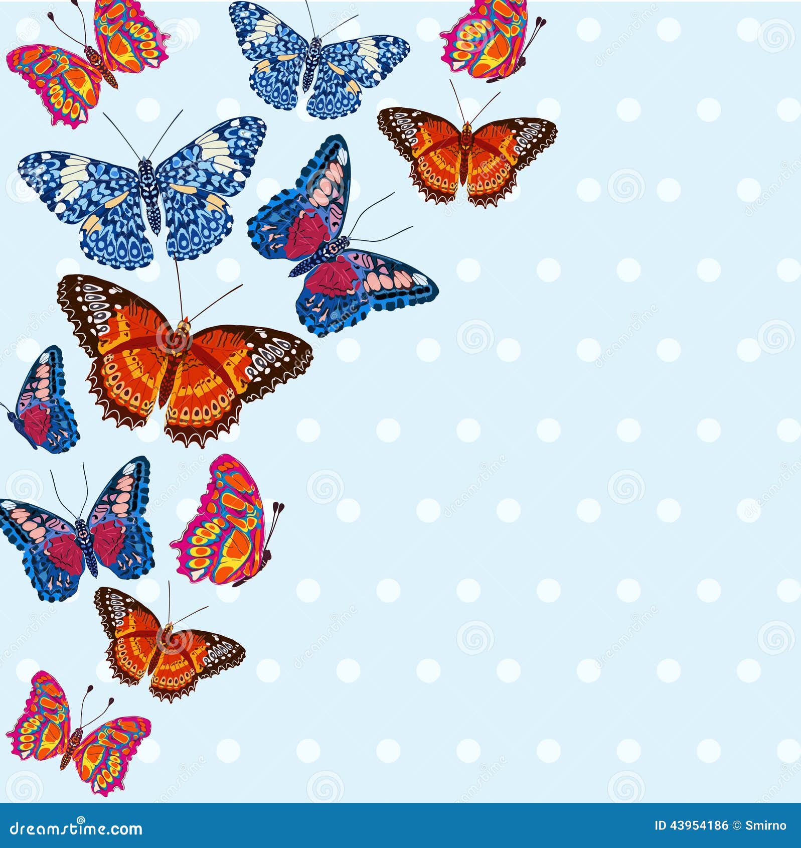 Card with Beautiful Bright Butterflies Stock Vector - Illustration of ...