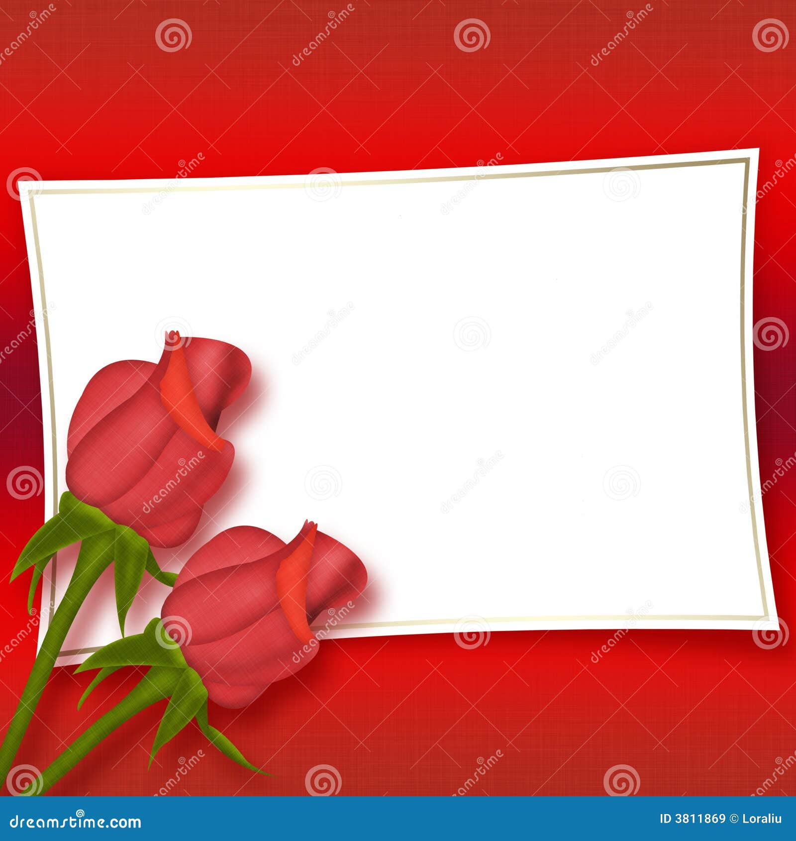 Card with Beautiful Red Roses Stock Illustration - Illustration of ...