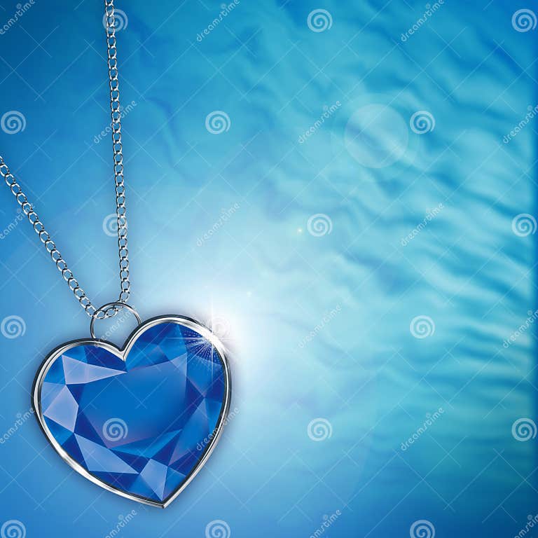 Card with Blue Diamond Heart for Design Stock Illustration ...
