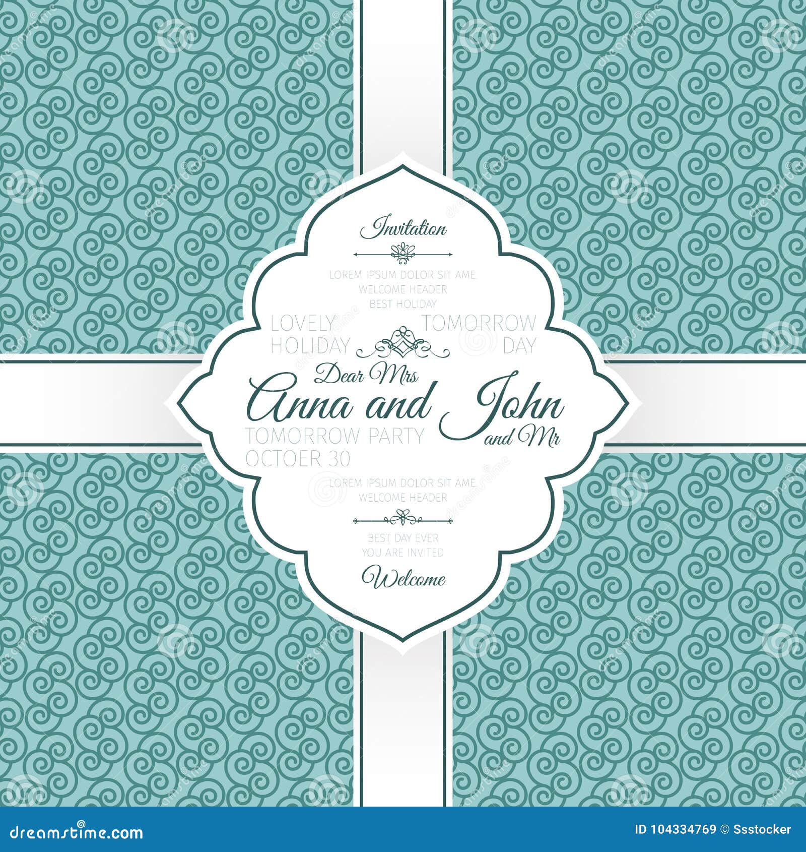 Card with Blue Swirls Decorative Pattern Stock Vector - Illustration of ...