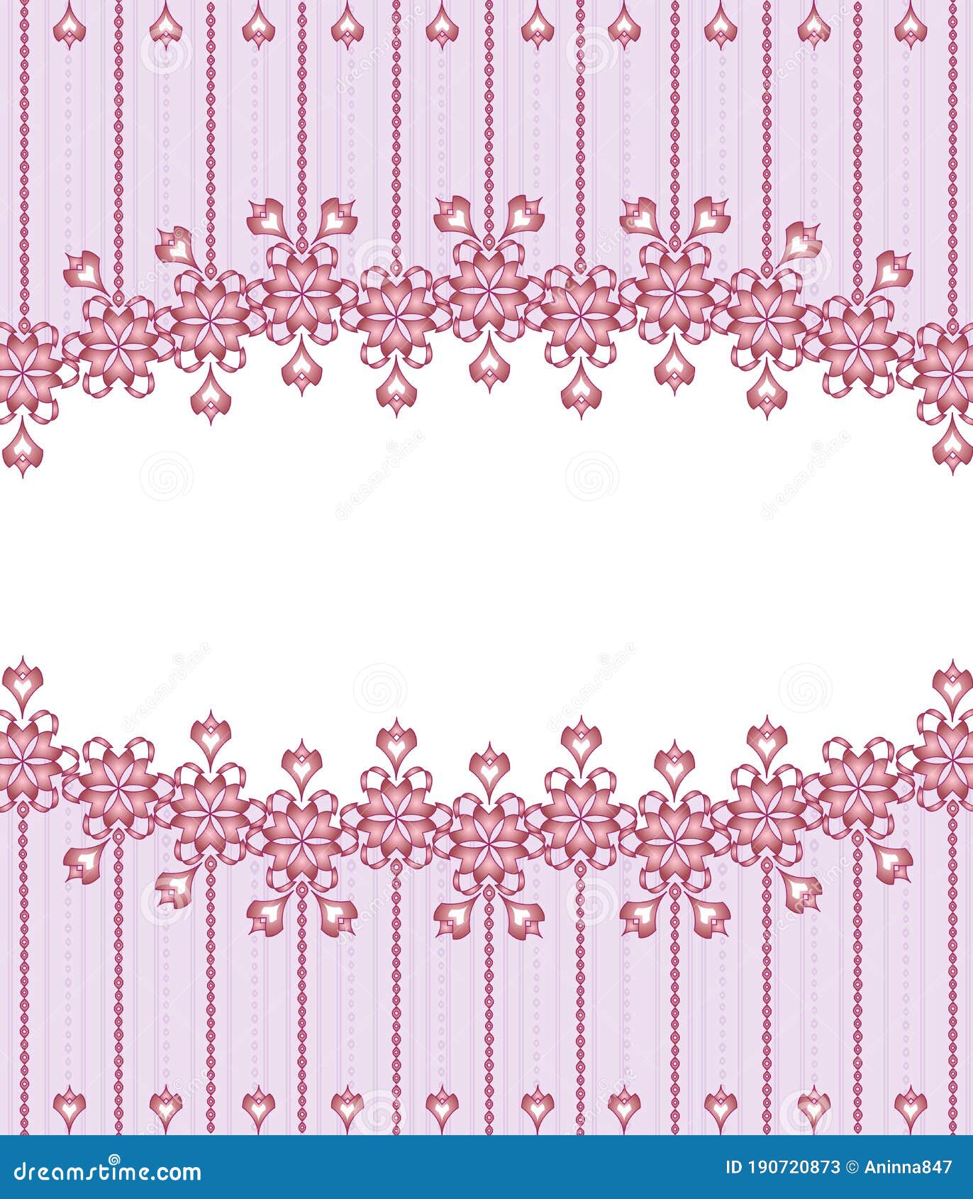 Card with Borders from Red Flowers on Pink Stock Vector - Illustration ...