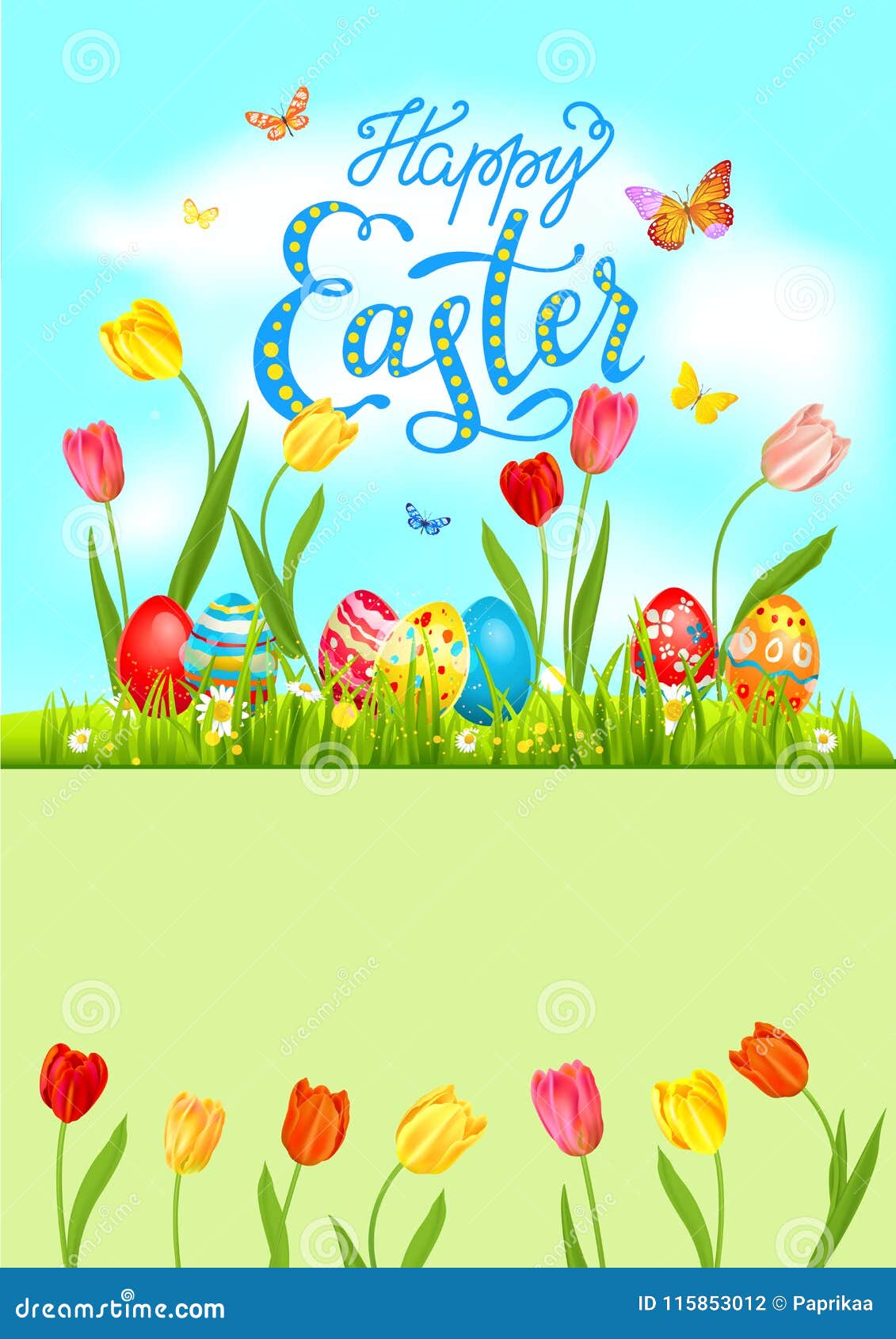 Card Bright blue easter stock vector. Illustration of handwriting ...