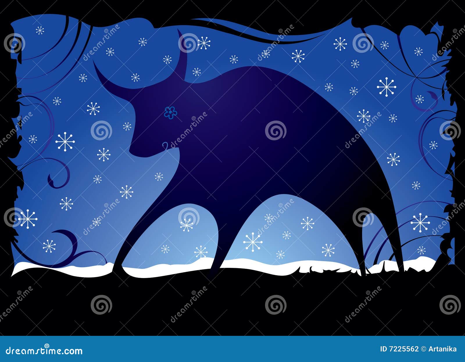Card with bul stock vector. Illustration of bull, holiday - 7225562