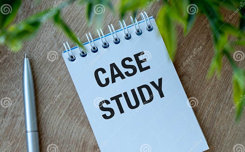 Card with Case Study Text on Blue Background with Office Items. Business Concept. Stock Photo ...
