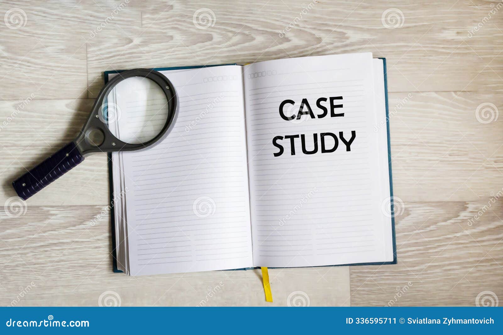 Card with Case Study Text on a White Background with Office Items ...