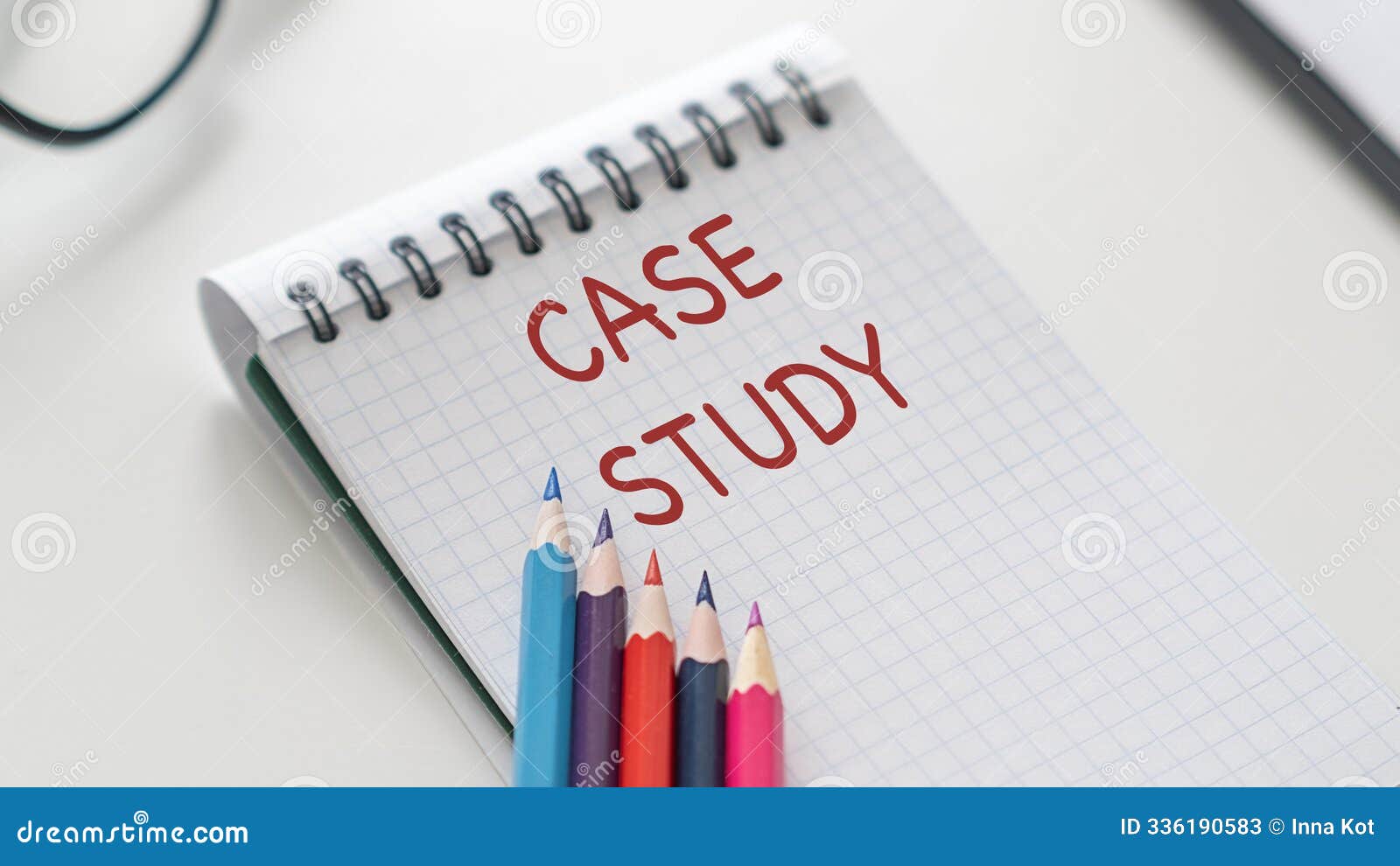 Card with Case Study Text on a Yellow Background with Office Items ...