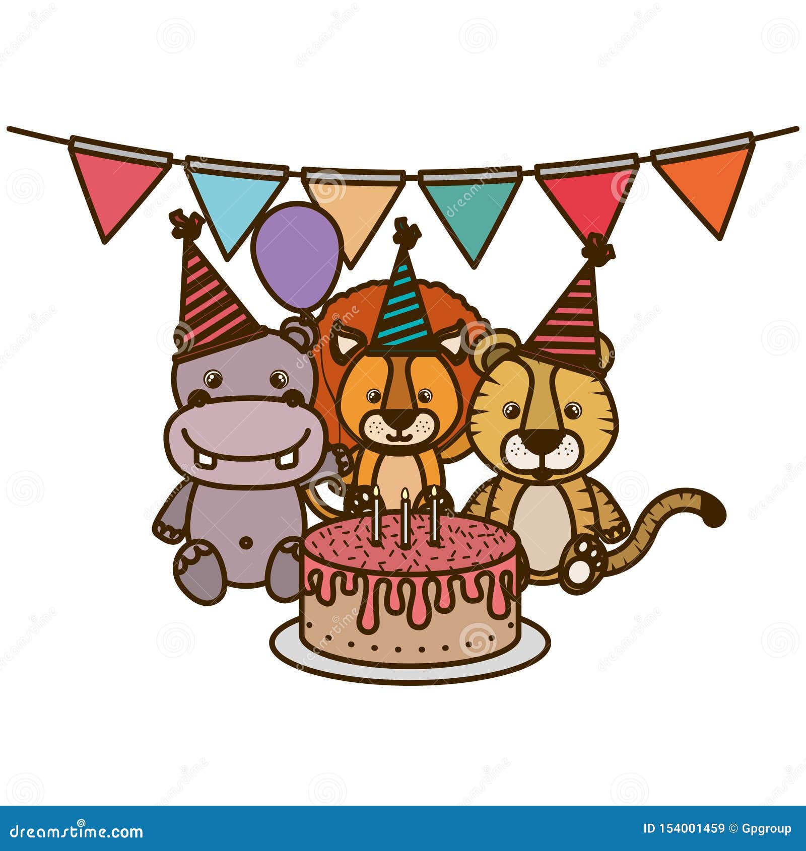 Card of Celebration with Animals Stock Vector - Illustration of animal ...