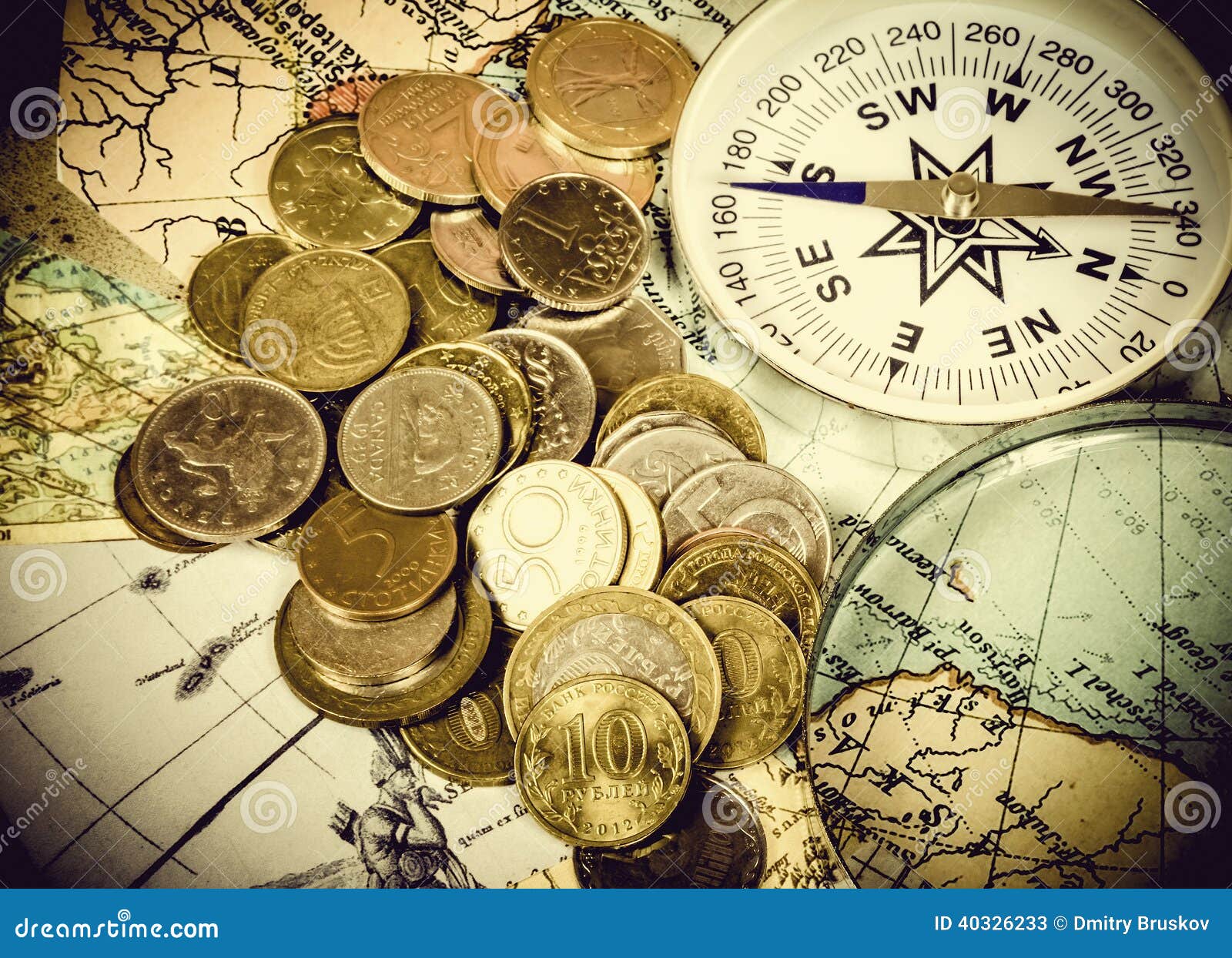 Card with coins stock image. Image of arrow, antique - 40326233