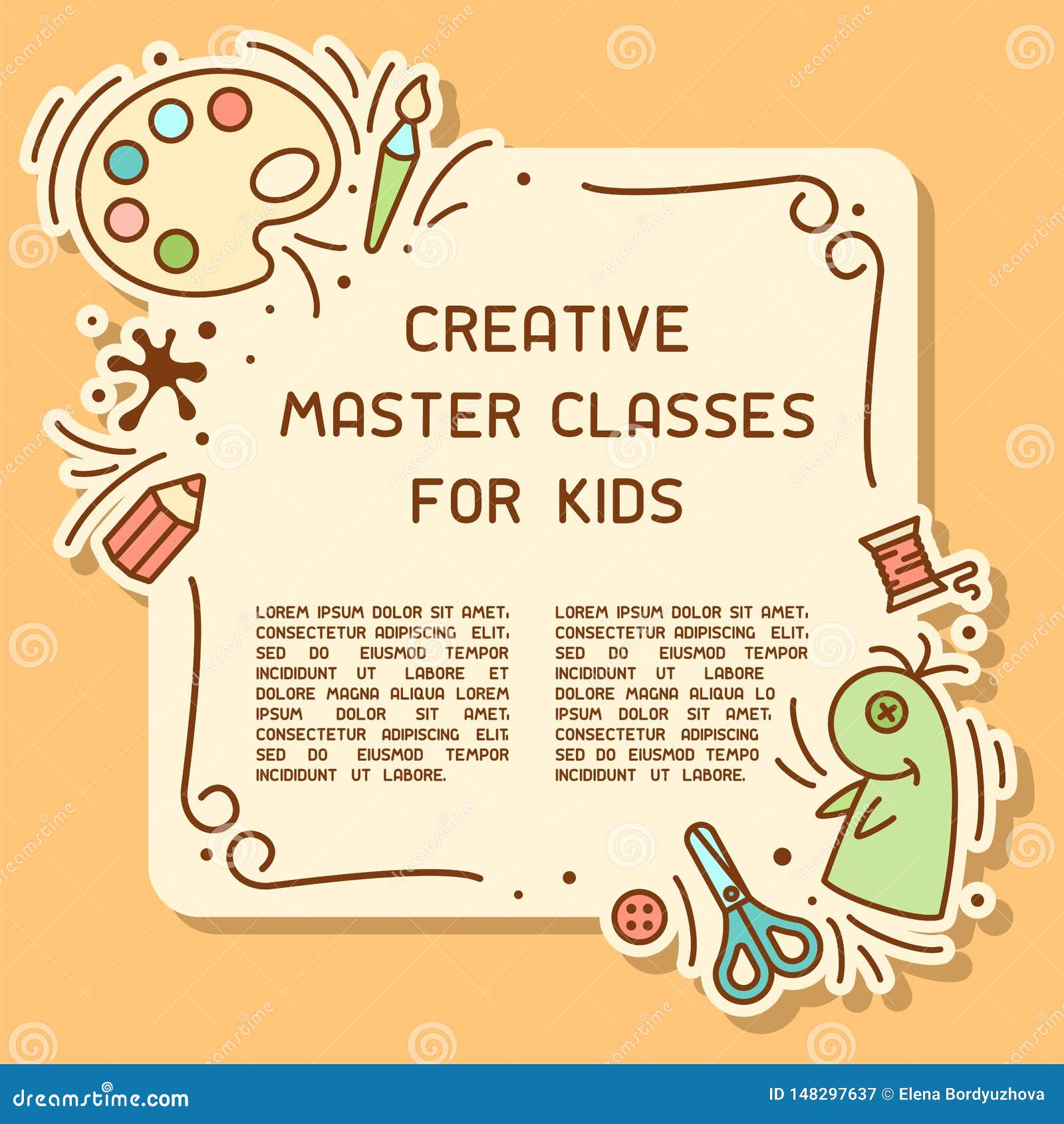 Card Concept of Kids Creative Master Classes Info Poster with Sample ...