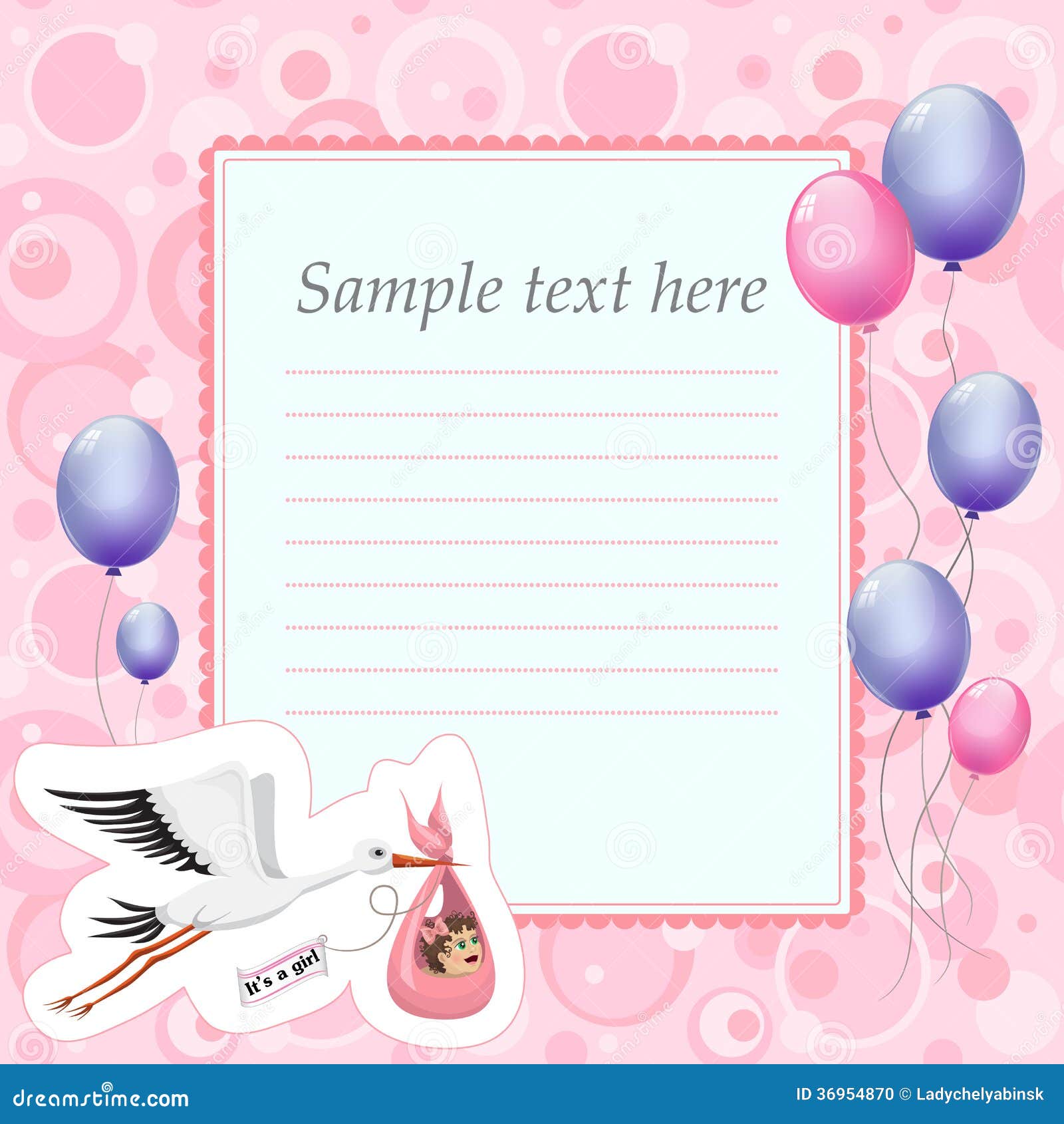 Card with Congratulations on the Birth of a Girl Stock Vector ...