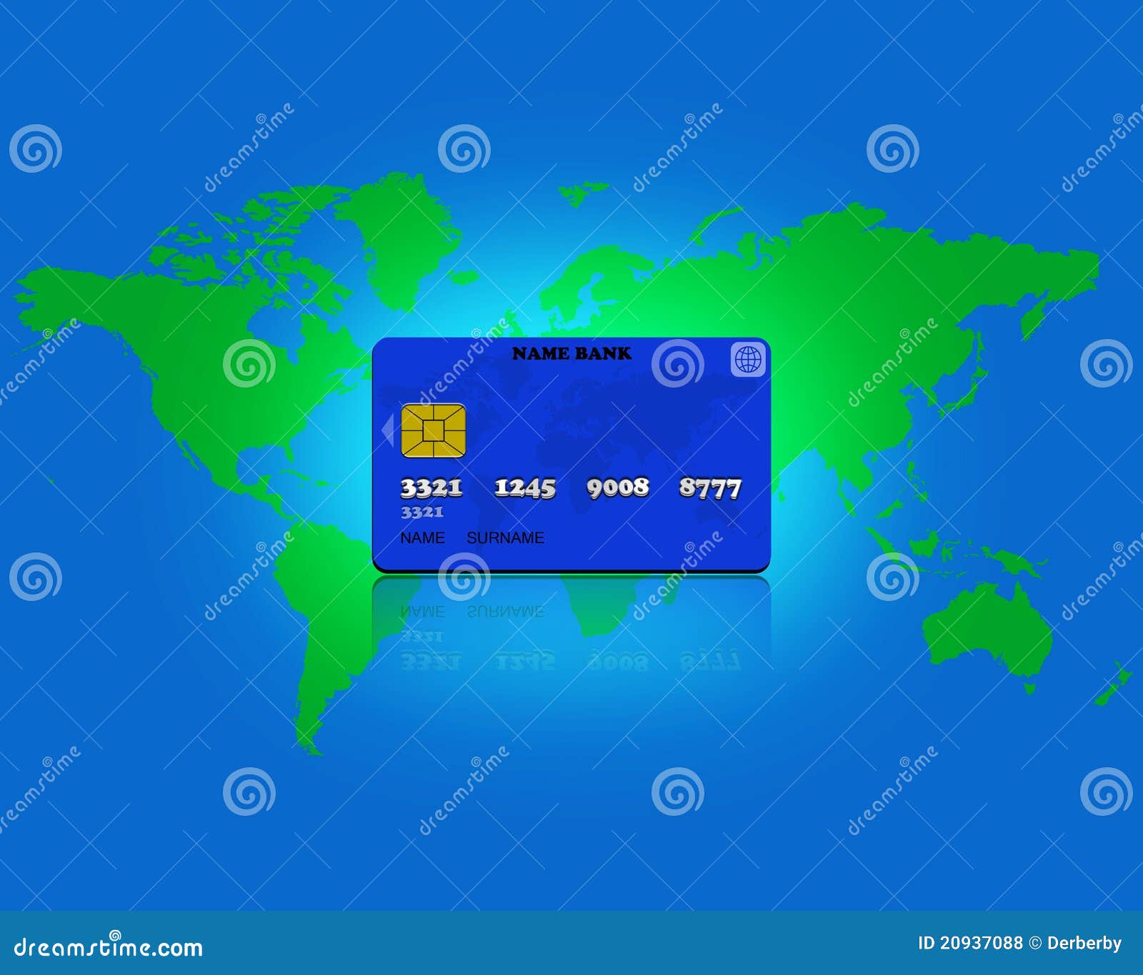 Card credit and world map stock illustration. Illustration of debit ...