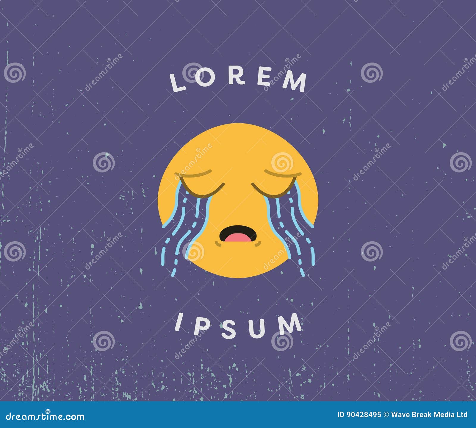 Card with Crying Emoji and Text Lorem Ipsum Stock Vector - Illustration ...