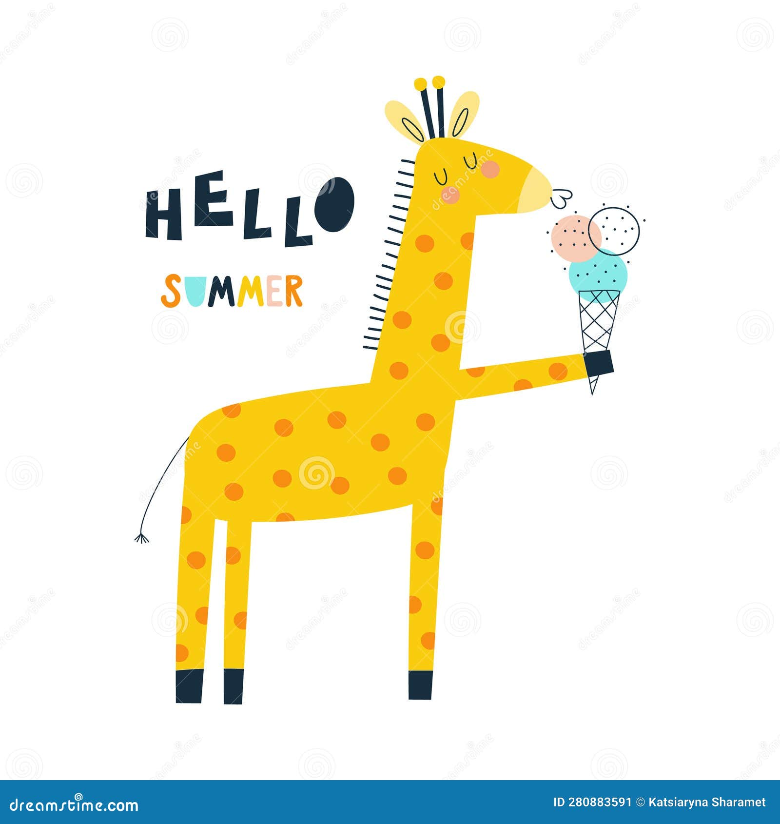 Card with Cute Giraffe. Vector Illustrations Stock Vector ...