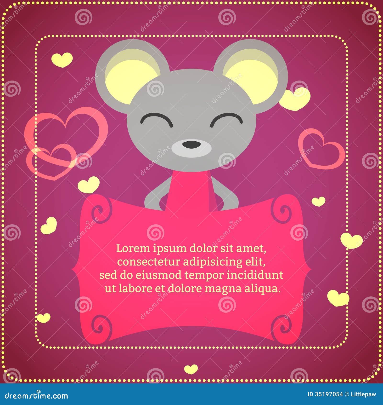 Card with cute mouse stock vector. Illustration of mouse - 35197054