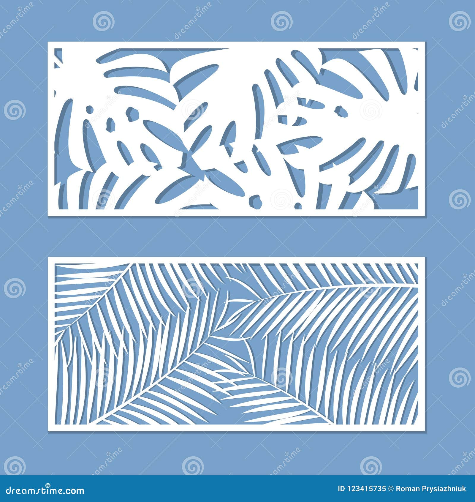 Card For Cutting Set. Template With Palm Leaves Pattern For Laser Cut ...